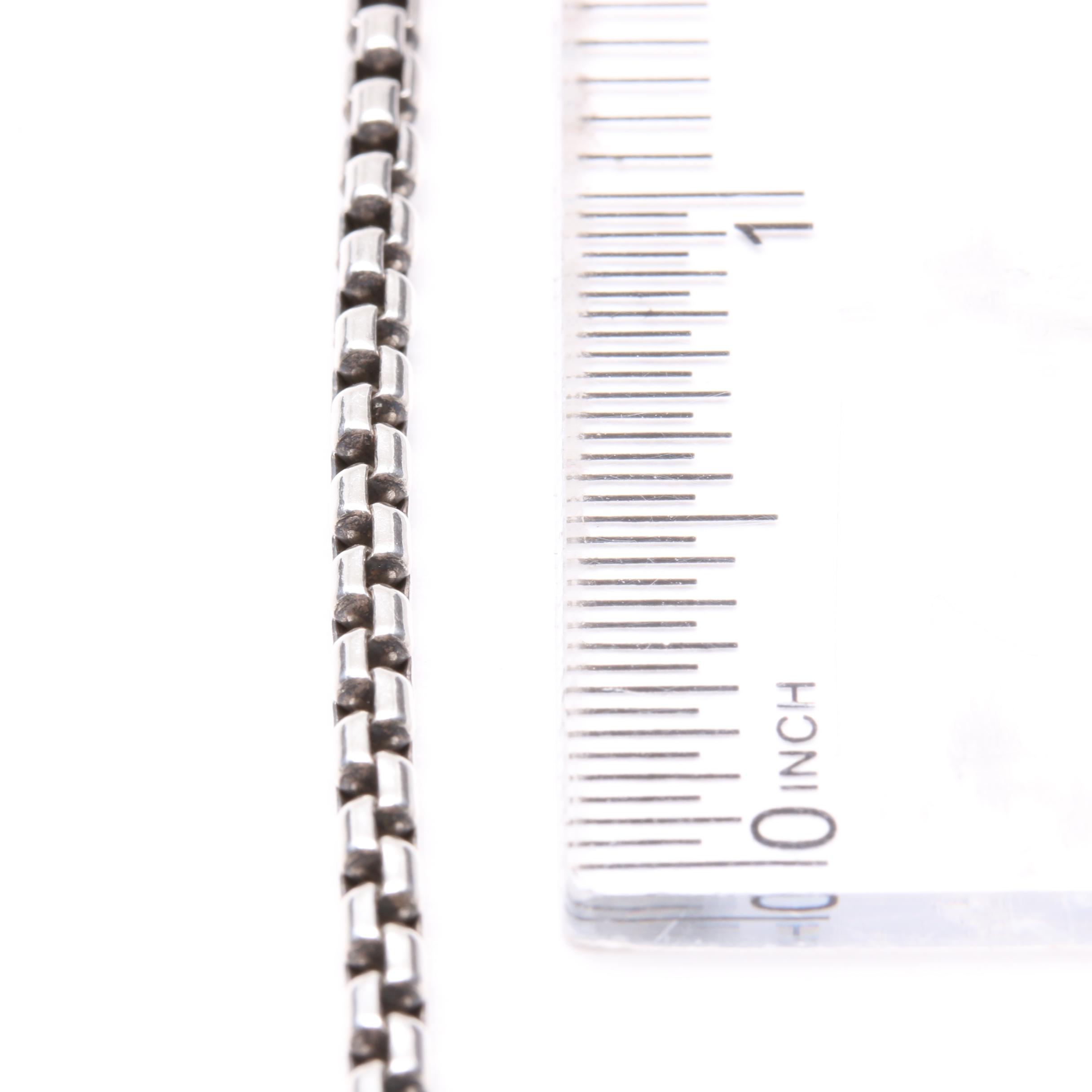 David Yurman Sterling Silver Box Chain Necklace with 14K Yellow Gold ...