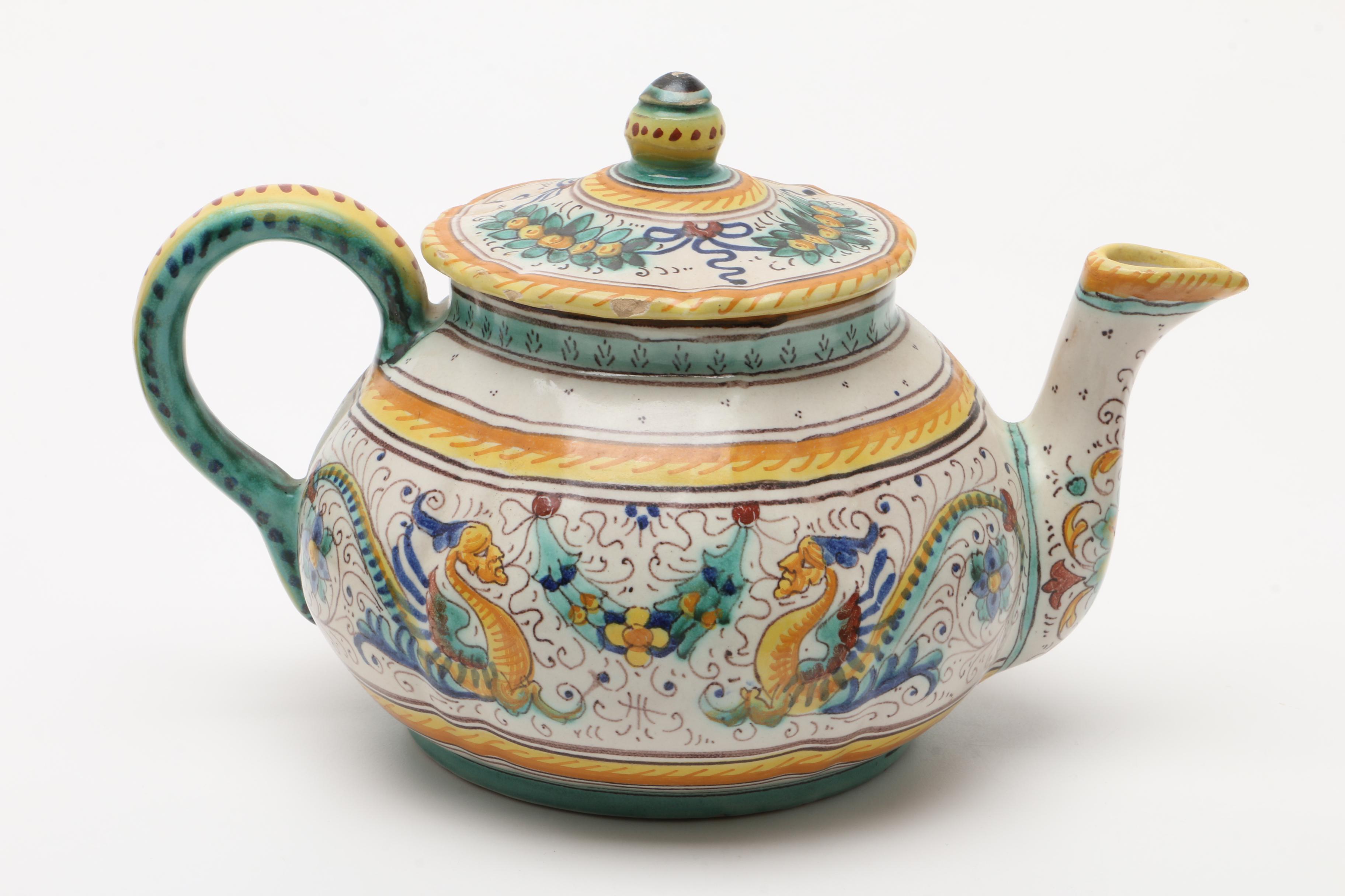 Vintage Italian Deruta Pottery Tea Set in the "Raffaellesco" Pattern | EBTH