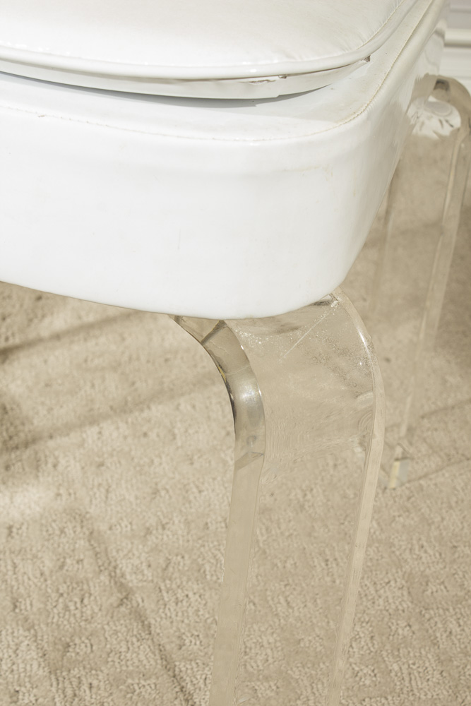 Vintage Lucite Shell-Form Back Vinyl Upholstered Side Chair | EBTH