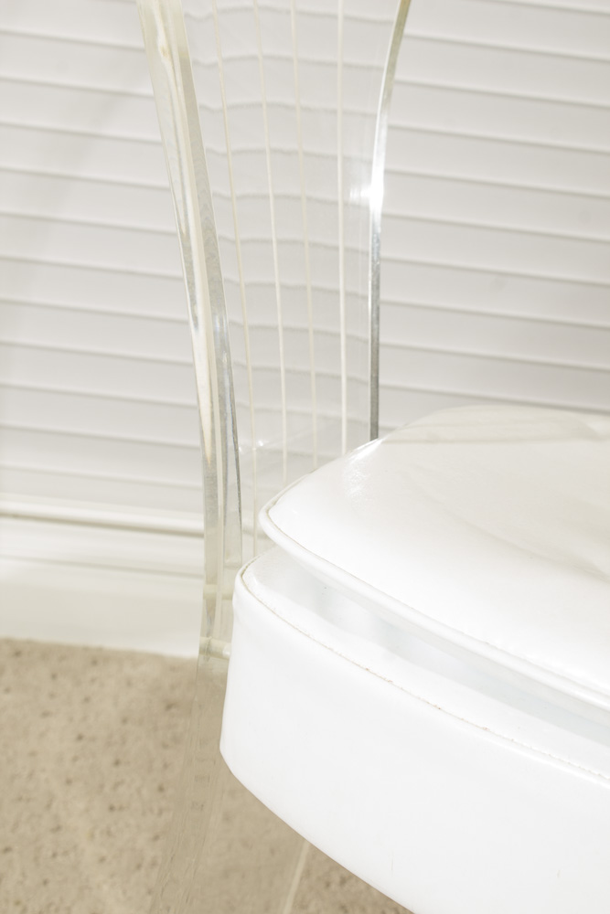 Vintage Lucite Shell-Form Back Vinyl Upholstered Side Chair | EBTH