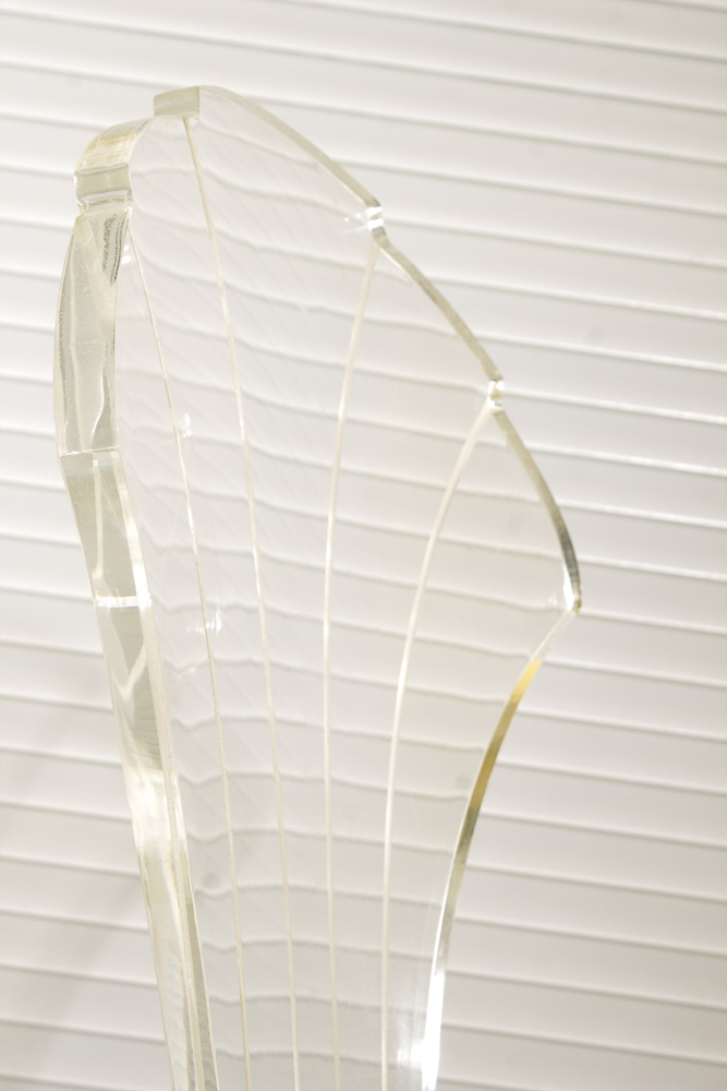 Vintage Lucite Shell-Form Back Vinyl Upholstered Side Chair | EBTH