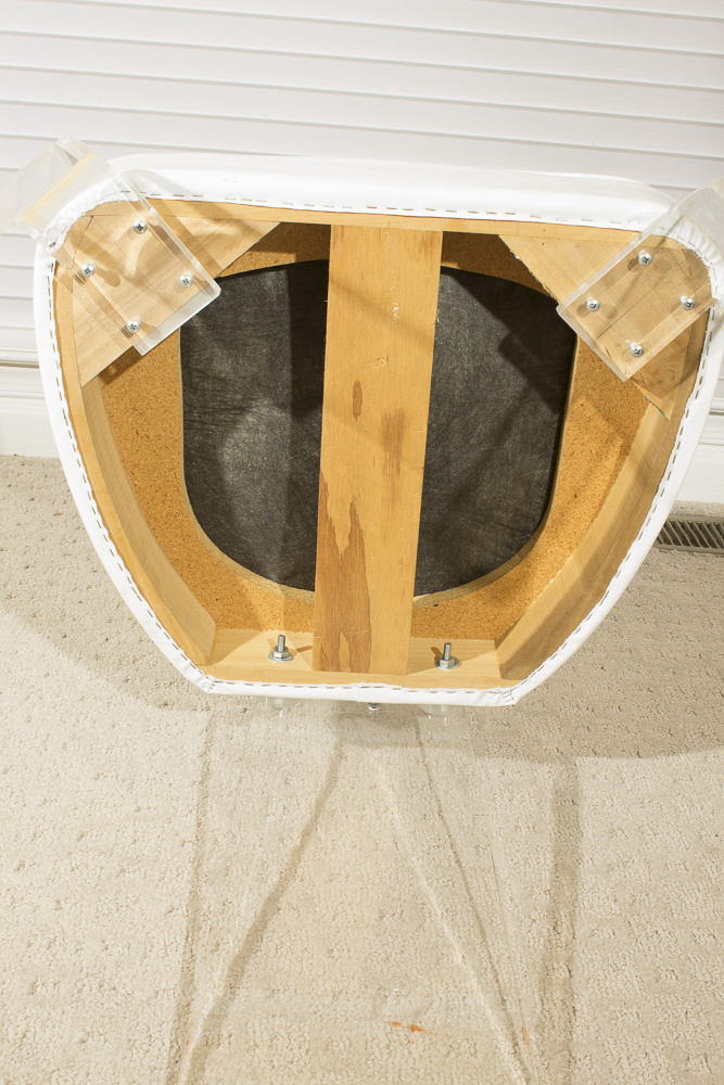 Vintage Lucite Shell-Form Back Vinyl Upholstered Side Chair | EBTH