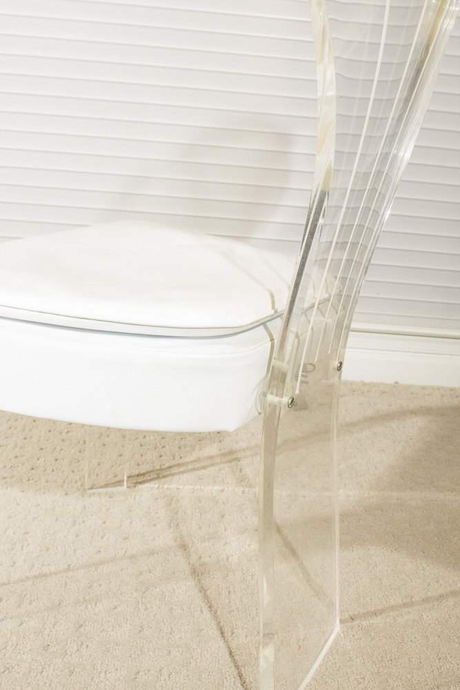 Vintage Lucite Shell-Form Back Vinyl Upholstered Side Chair | EBTH