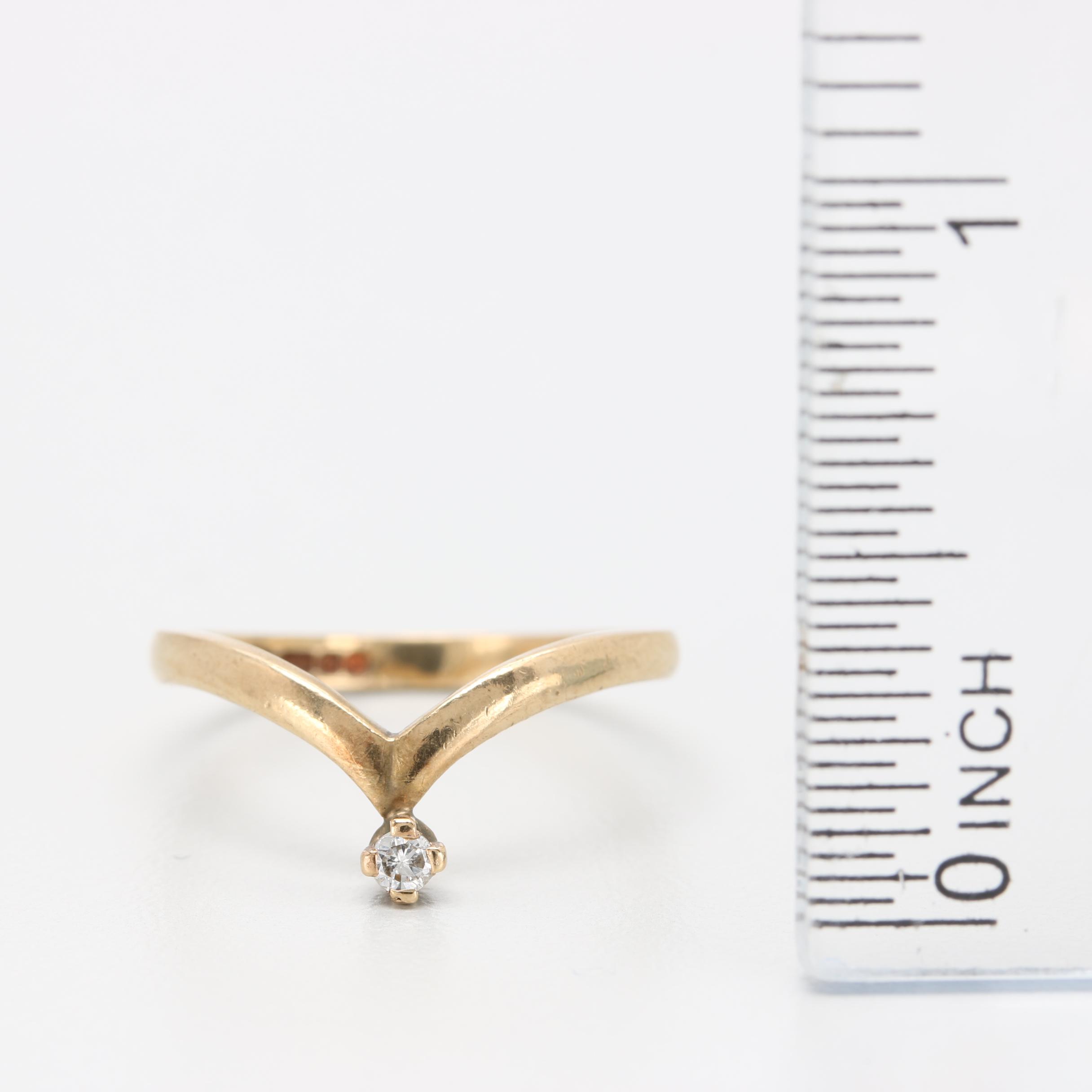 9K Yellow Gold Diamond Ring | EBTH