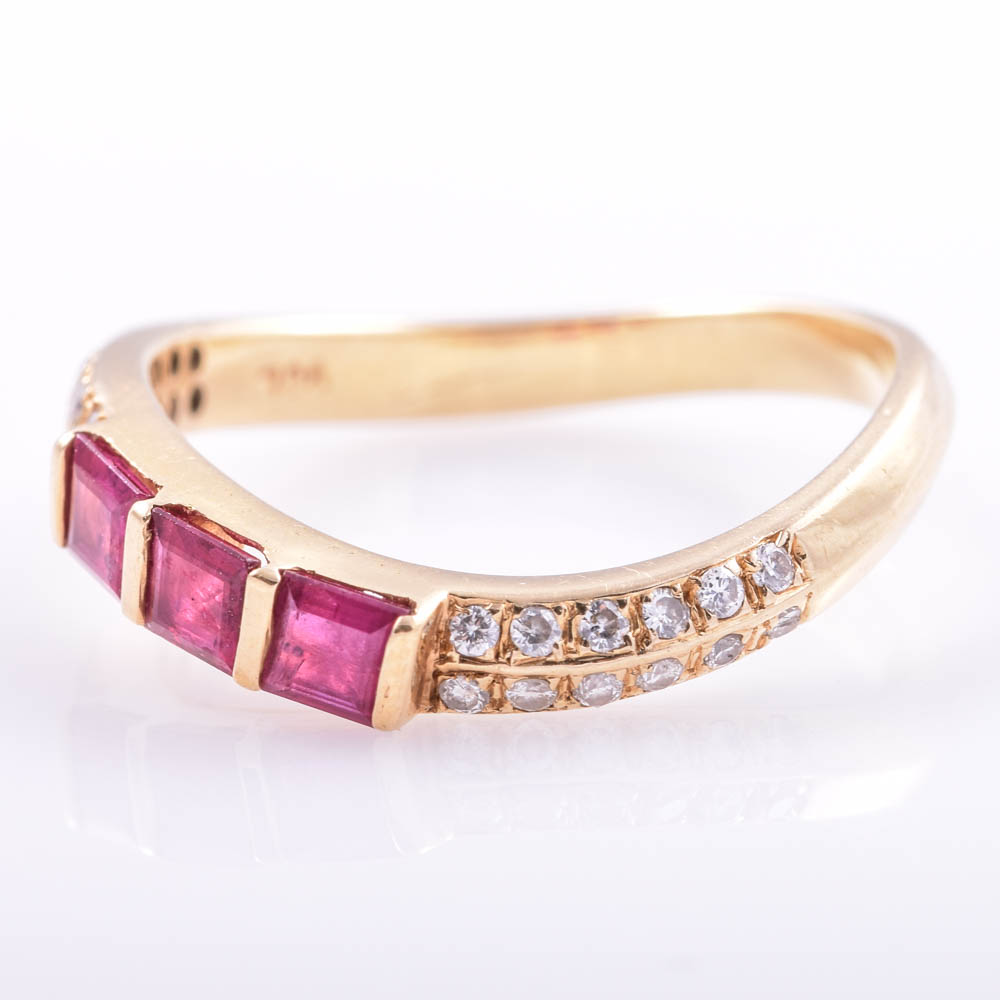 18K Yellow Gold Ruby and Diamond Ring | EBTH