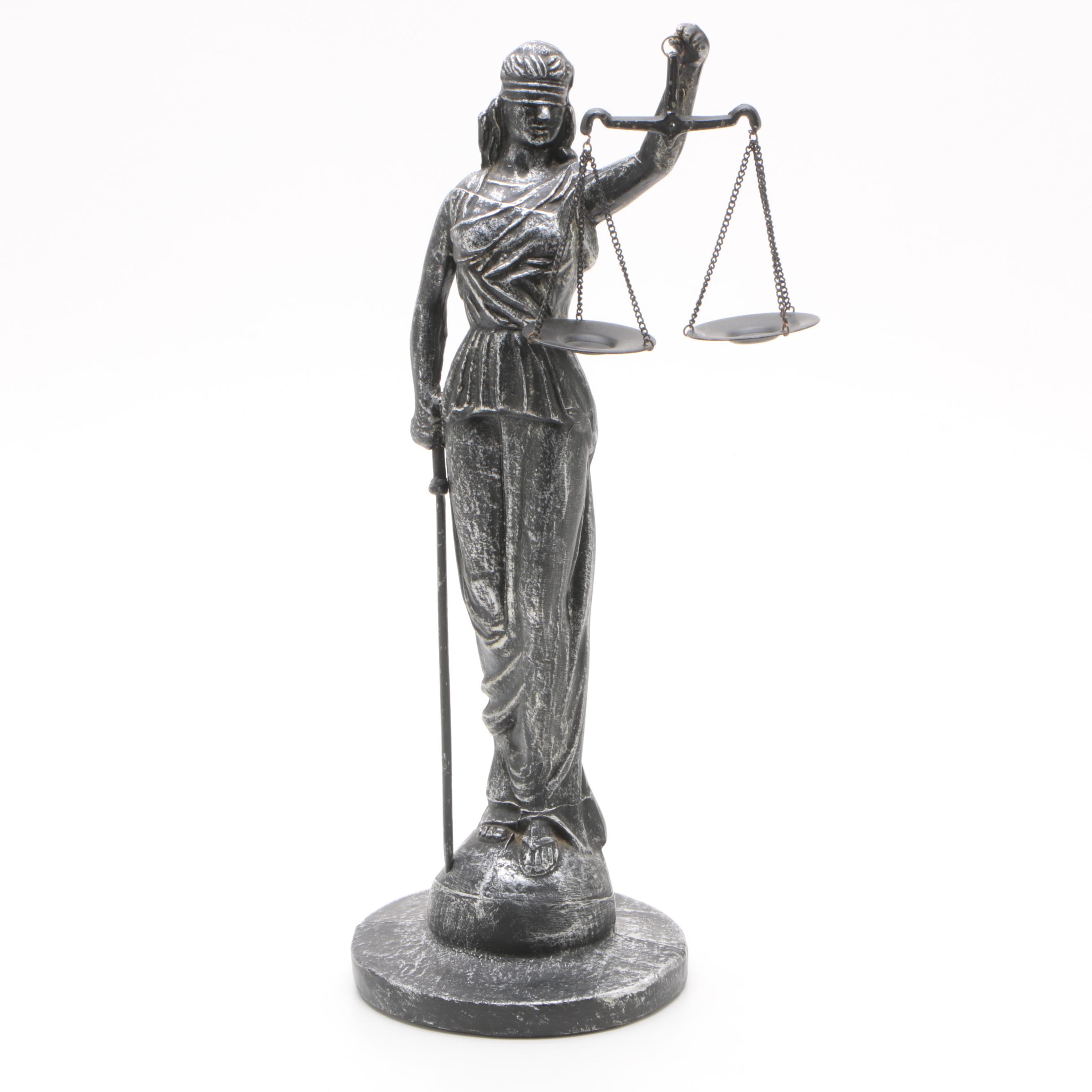Vintage Metal Figurine of Lustitia "Lady Justice" | EBTH