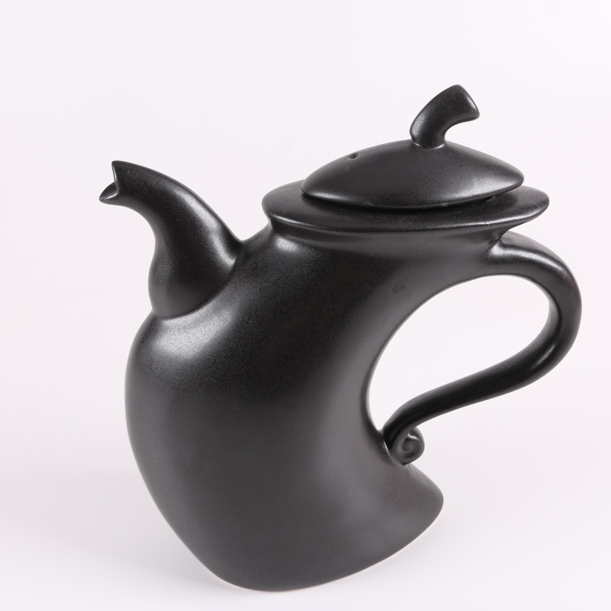 Signed Michael Lambert's "Dancing" Cast Ceramic Teapots with Serving ...