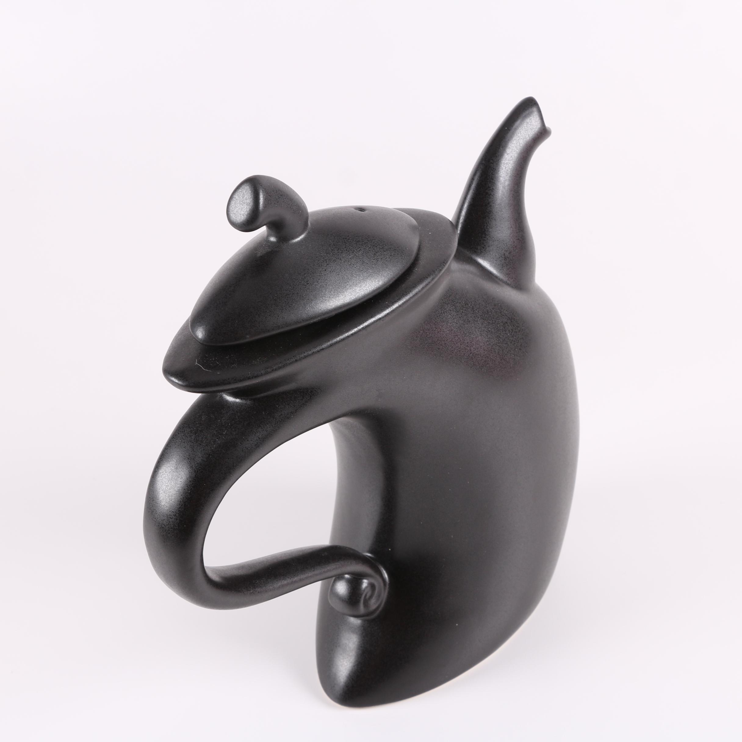 Signed Michael Lambert's "Dancing" Cast Ceramic Teapots with Serving ...