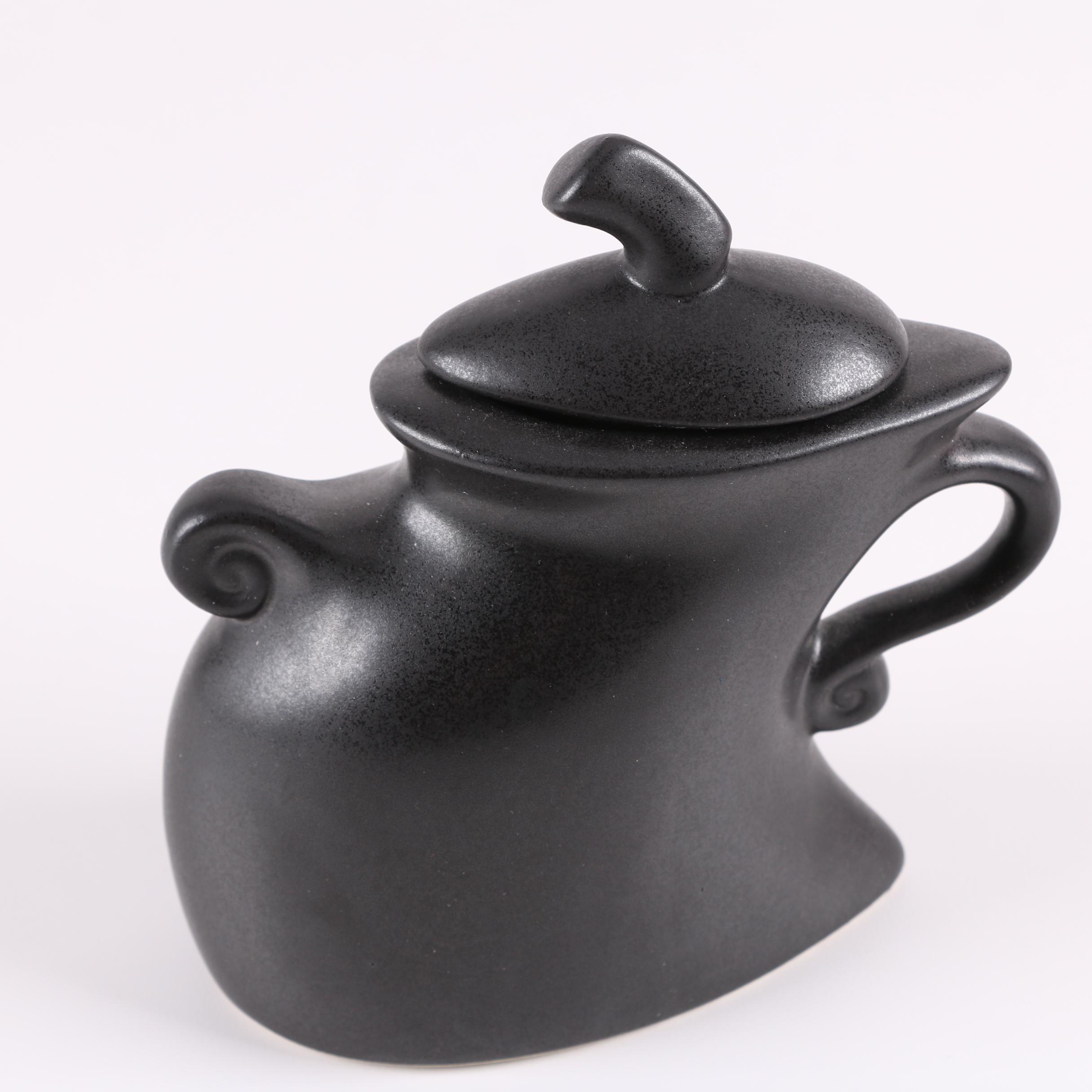 Signed Michael Lambert's "Dancing" Cast Ceramic Teapots with Serving ...