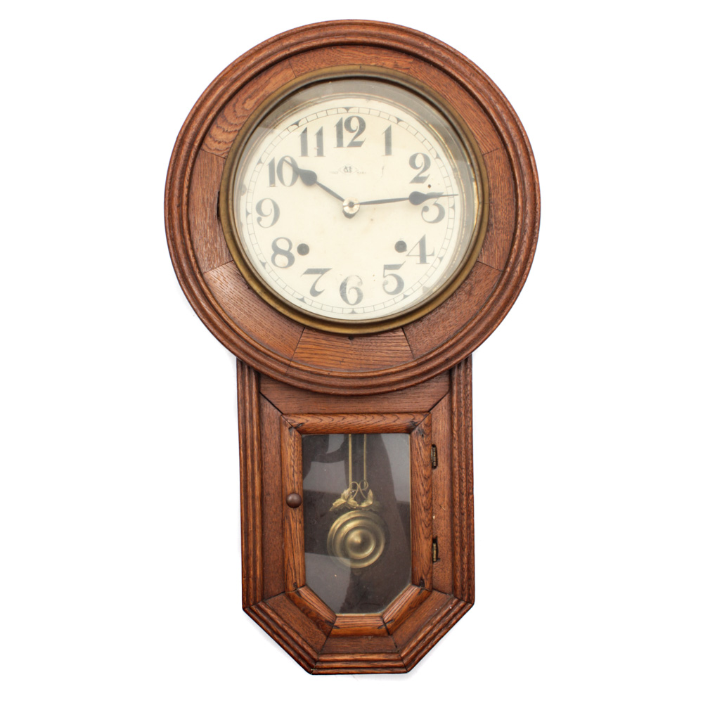 Vintage Meiji Clock Company Oak Wall Clock | EBTH