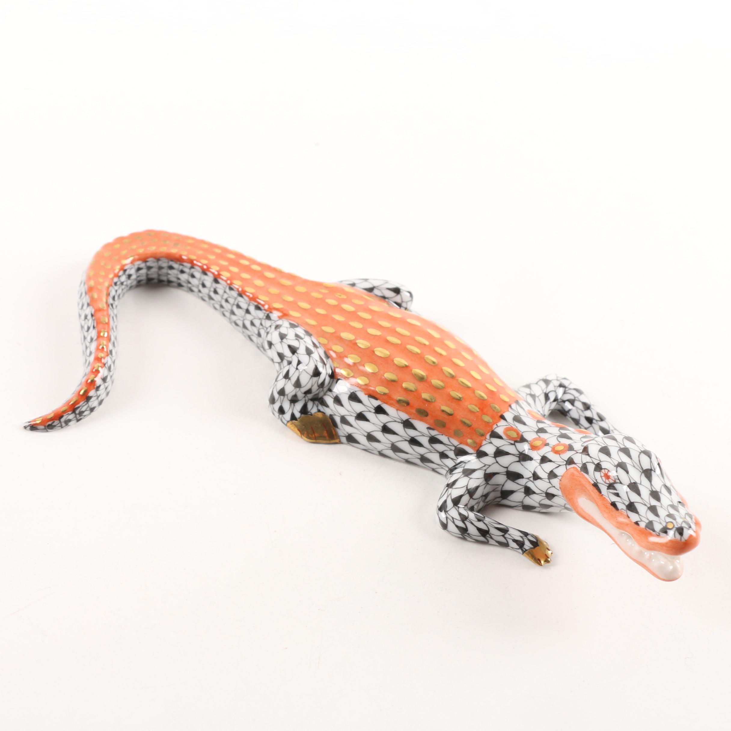 Herend Hungary Hand-Painted "Small Alligator" Porcelain Figurine | EBTH