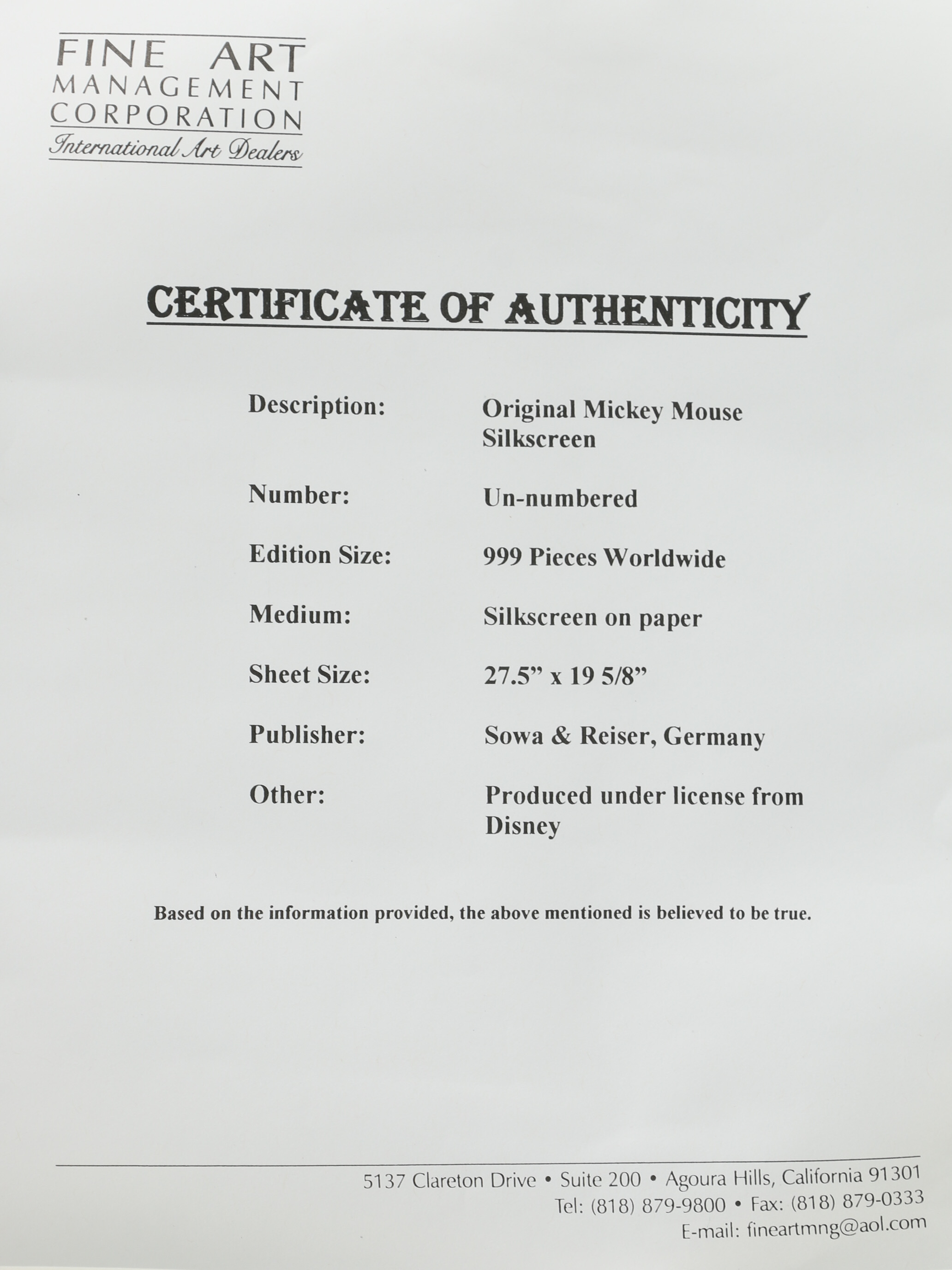 Sowa and Reiser Serigraph of Mickey Mouse | EBTH