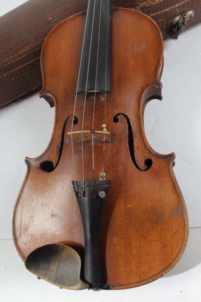 C. 1930s German Stradivarius Copy 4/4 Conservatory Violin with Case | EBTH