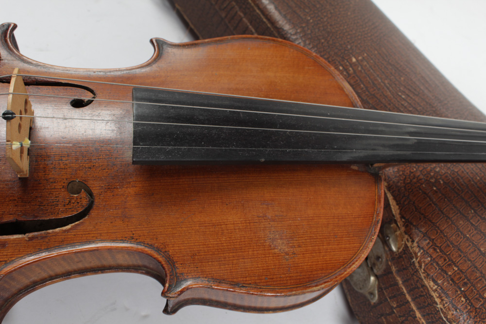 C. 1930s German Stradivarius Copy 4/4 Conservatory Violin with Case | EBTH