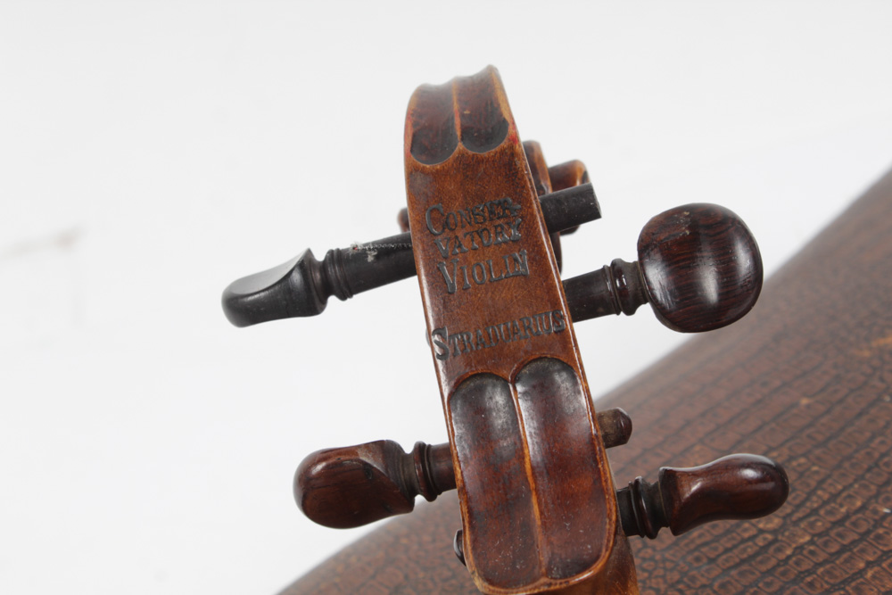 C. 1930s German Stradivarius Copy 4/4 Conservatory Violin with Case | EBTH
