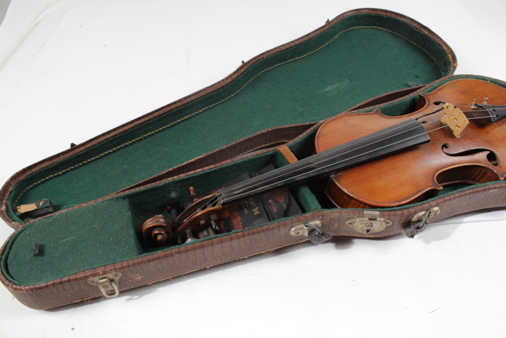 C. 1930s German Stradivarius Copy 4/4 Conservatory Violin with Case | EBTH