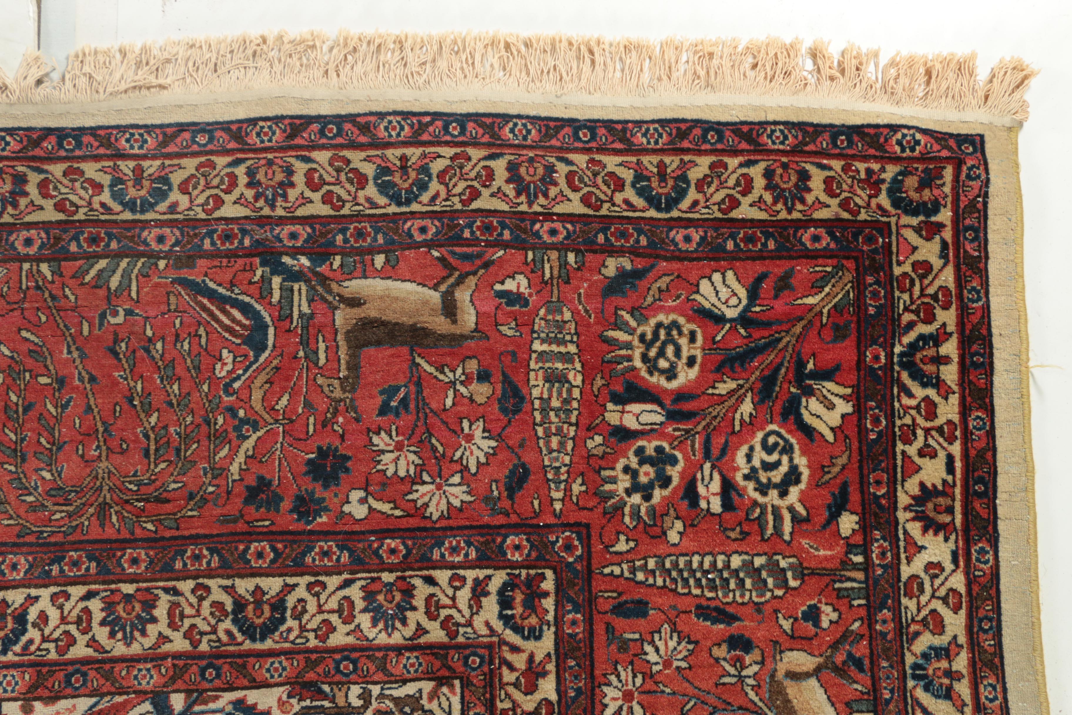 Semi-Antique Hand-Knotted Persian Wool Garden Room Sized Rug | EBTH