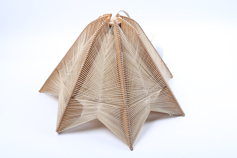 Mid Century Modern Wood and String Pendant Light | EBTH