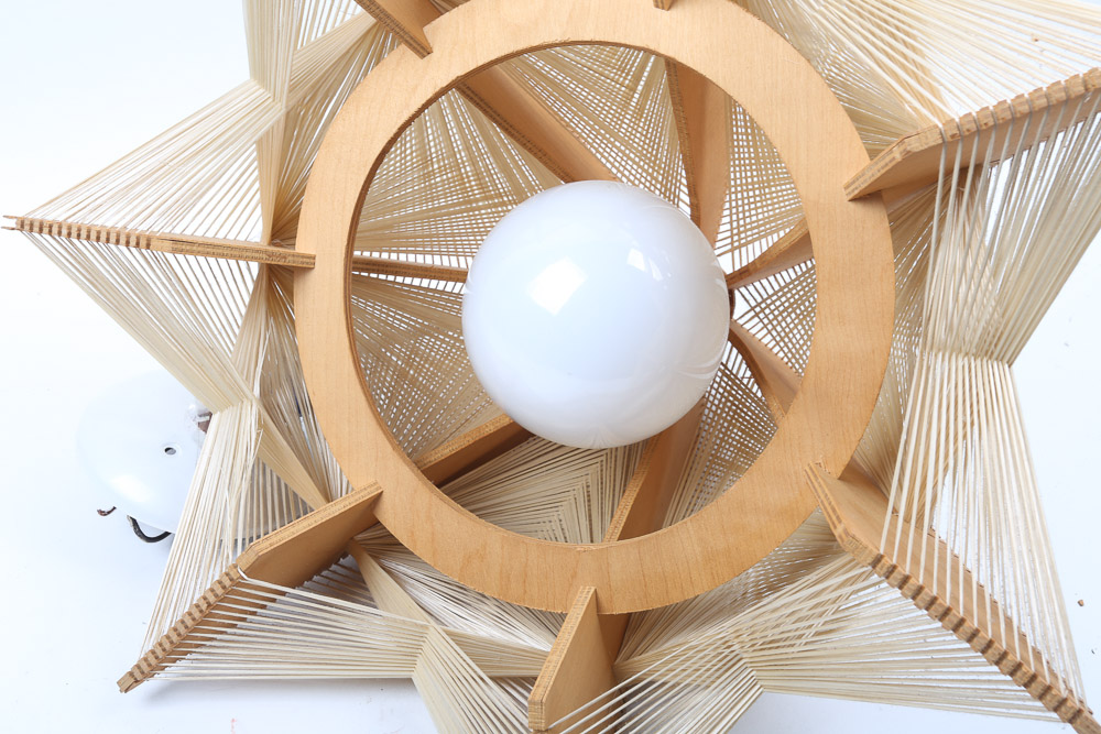 Mid Century Modern Wood and String Pendant Light | EBTH