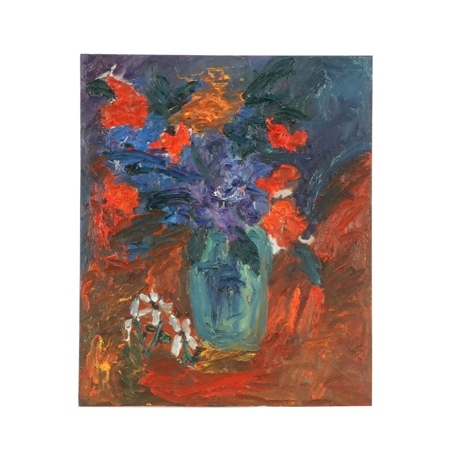 Louis Papp 1993 Oil Painting Abstract Expressionist Still Life | EBTH Louis Papp 1993 Oil Painting Abstract Expressionist Still Life | EBTH
