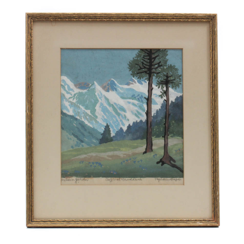 Landscape Woodblock Print | EBTH