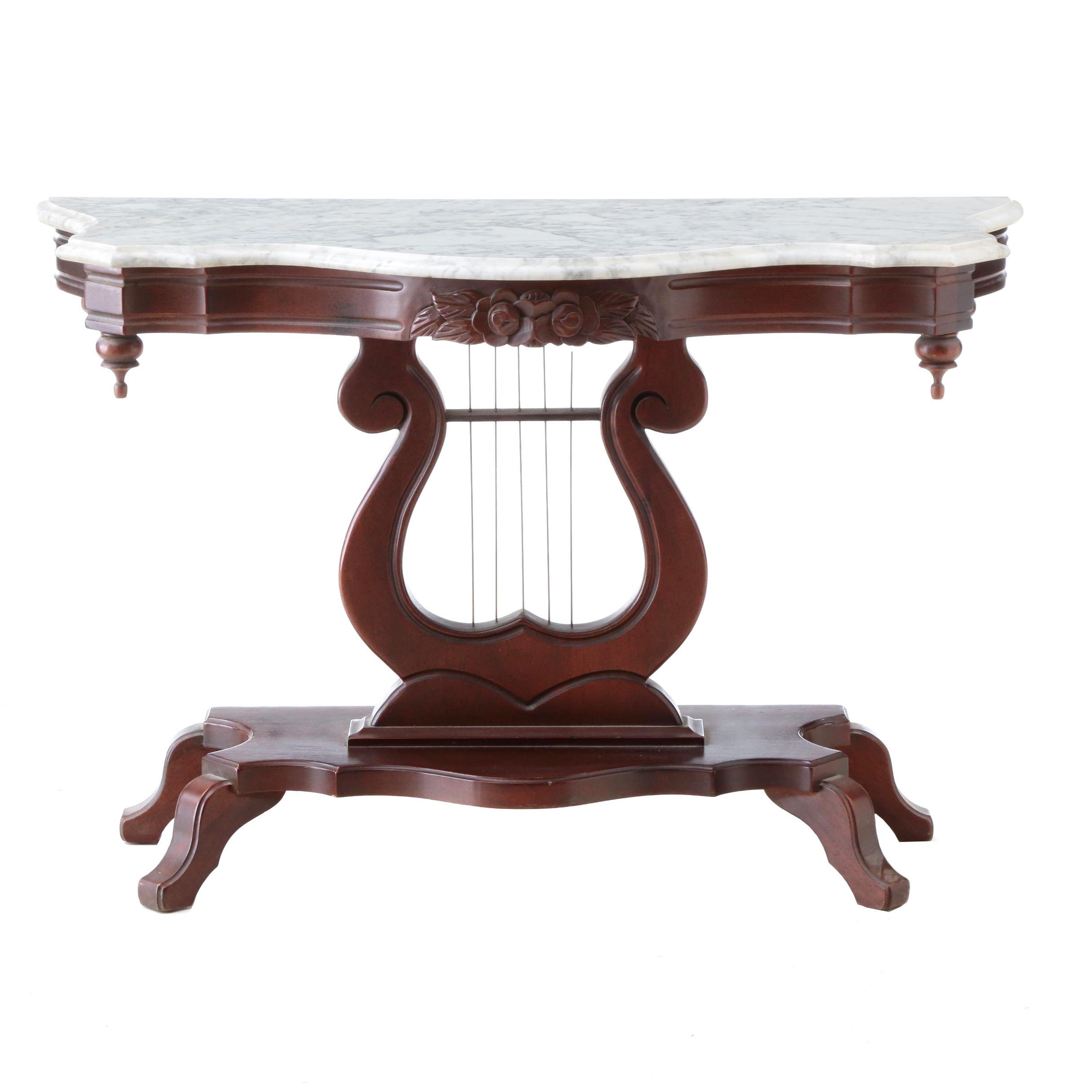 Antique Lyre Base Table | EBTH