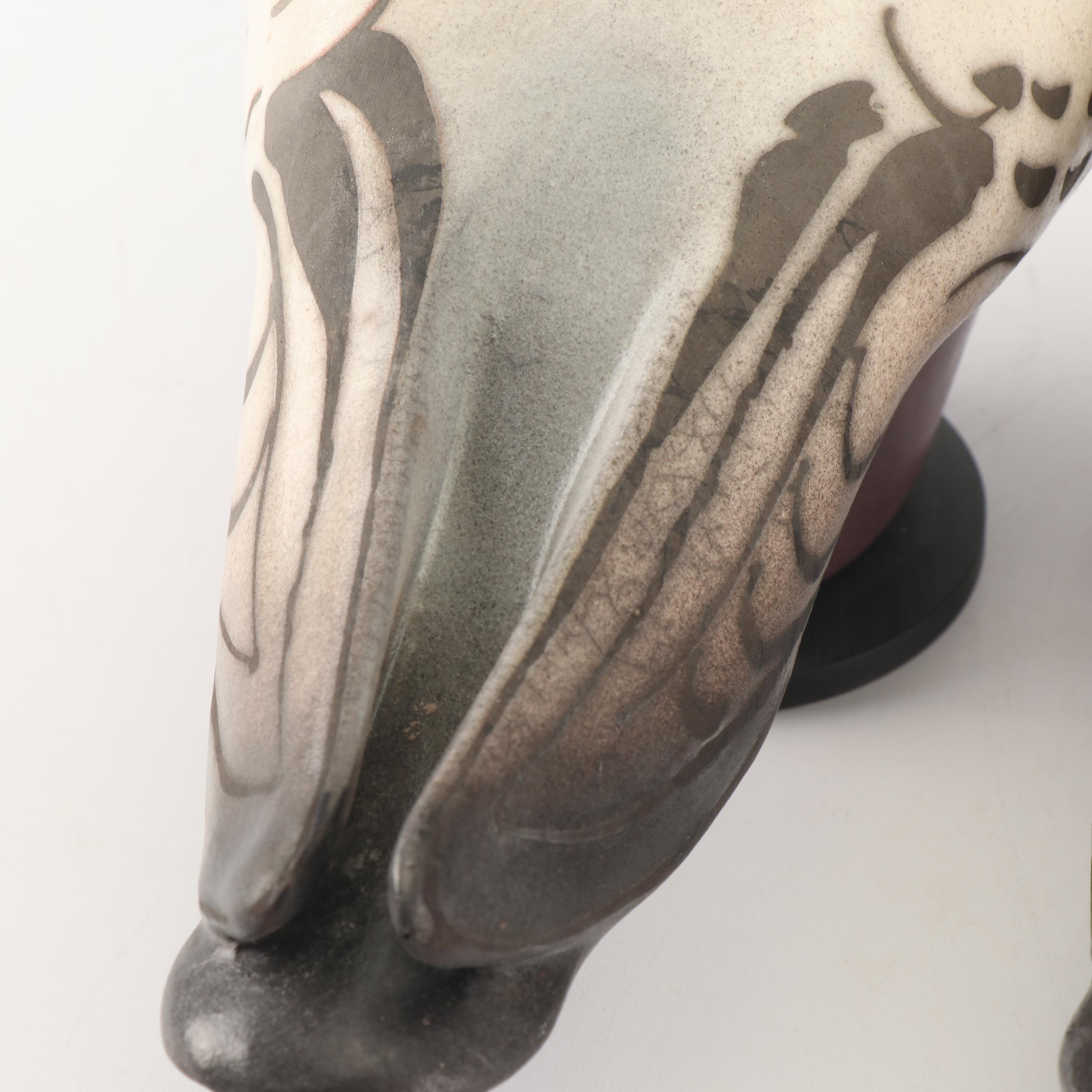 Limited Edition Glo Coalson Raku Pottery Pigeons | EBTH