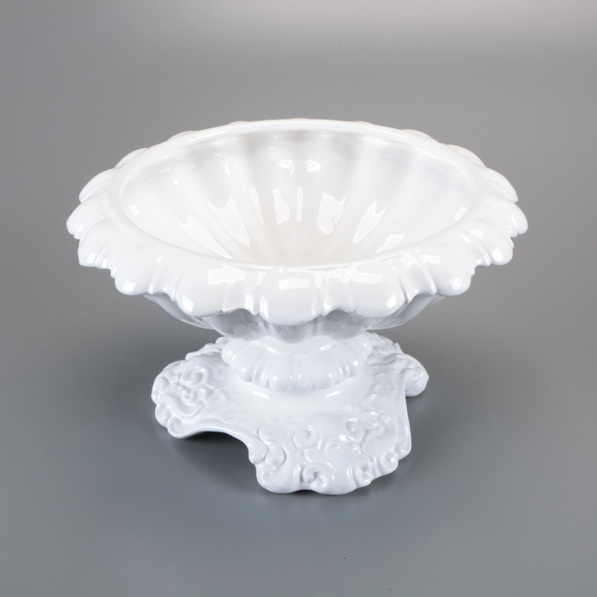 Italian White Glazed Ceramic Compote | EBTH