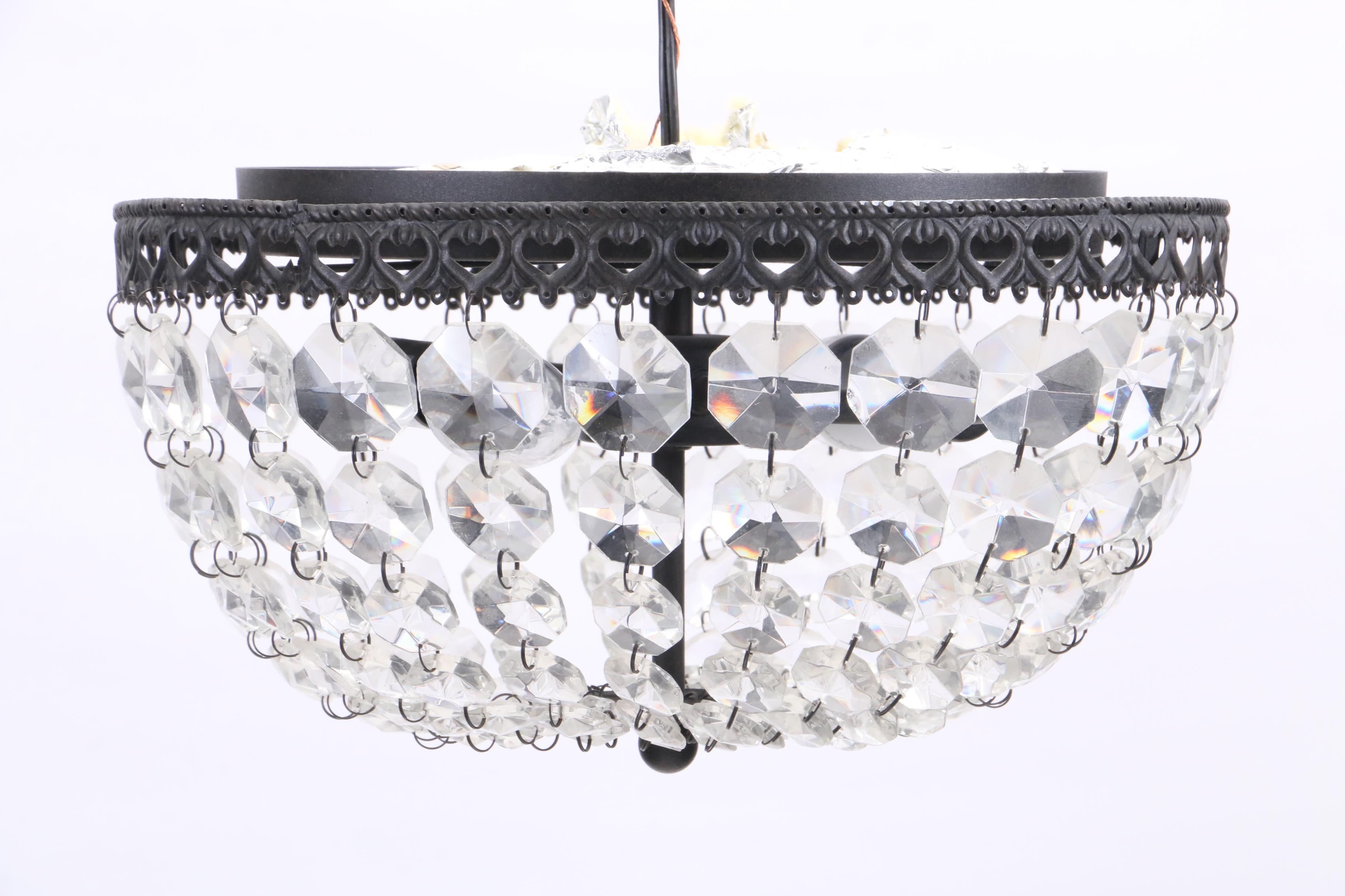 Flush Mount Pedant Light Fixture with Glass Prisms | EBTH