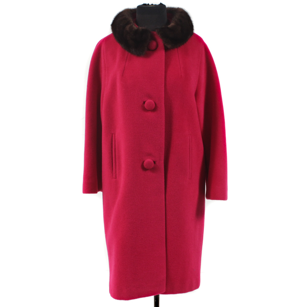Vintage Dumas Raspberry Wool Coat with Mink Collar | Everything But The ...
