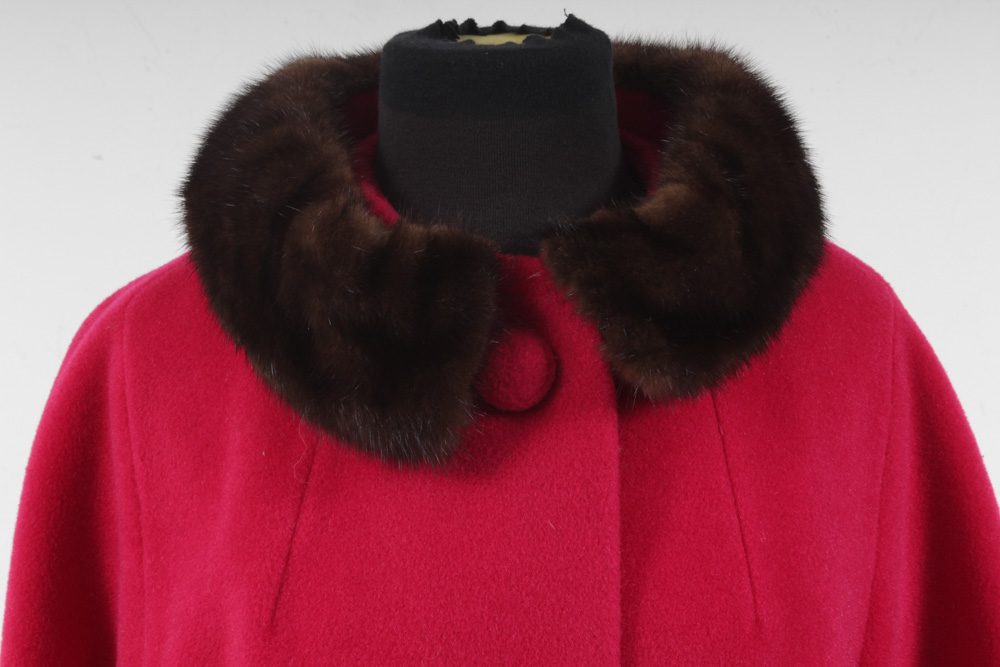 Vintage Dumas Raspberry Wool Coat with Mink Collar | Everything But The ...