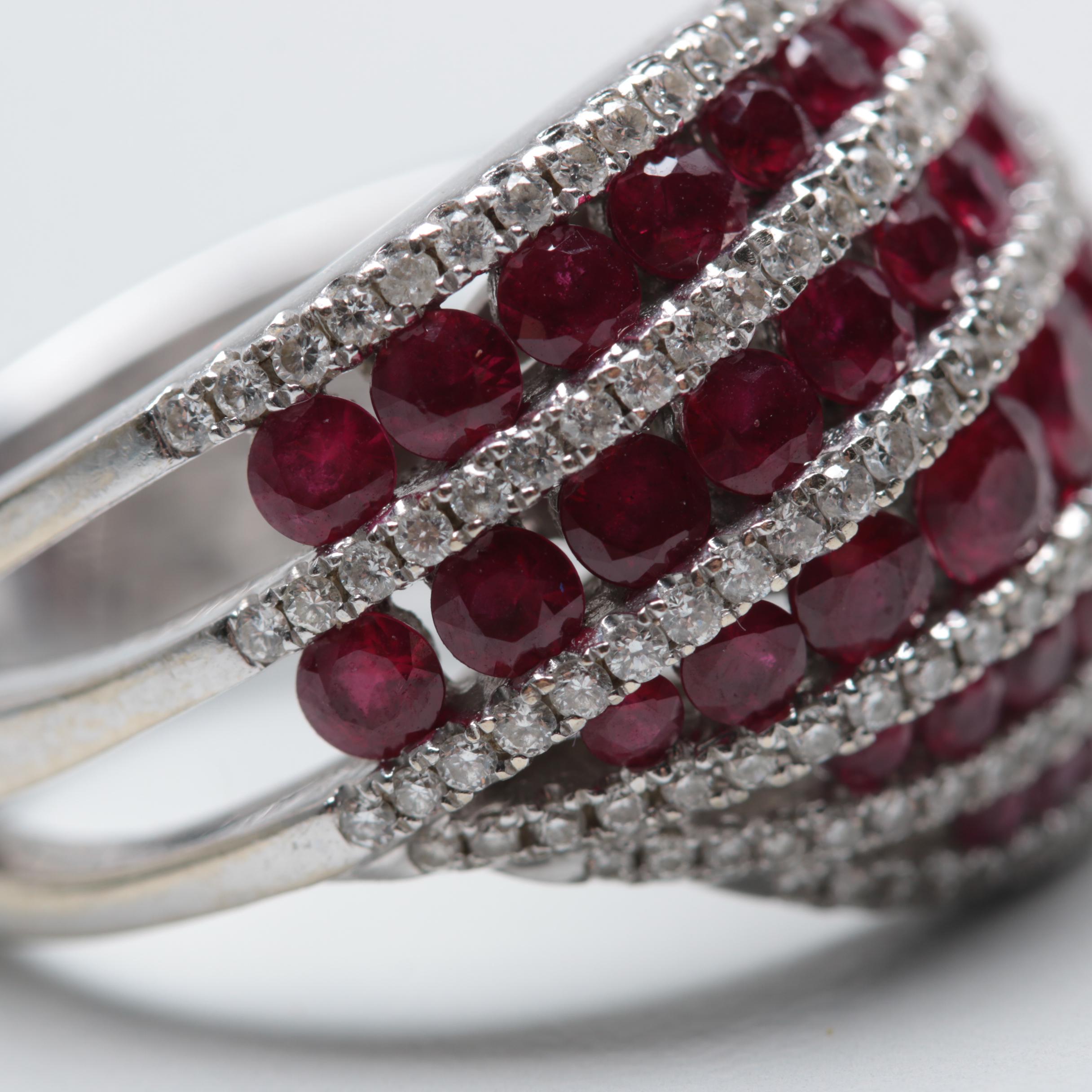 Gregg Ruth 18K White Gold Ruby and Diamond Dome Ring | Everything But ...