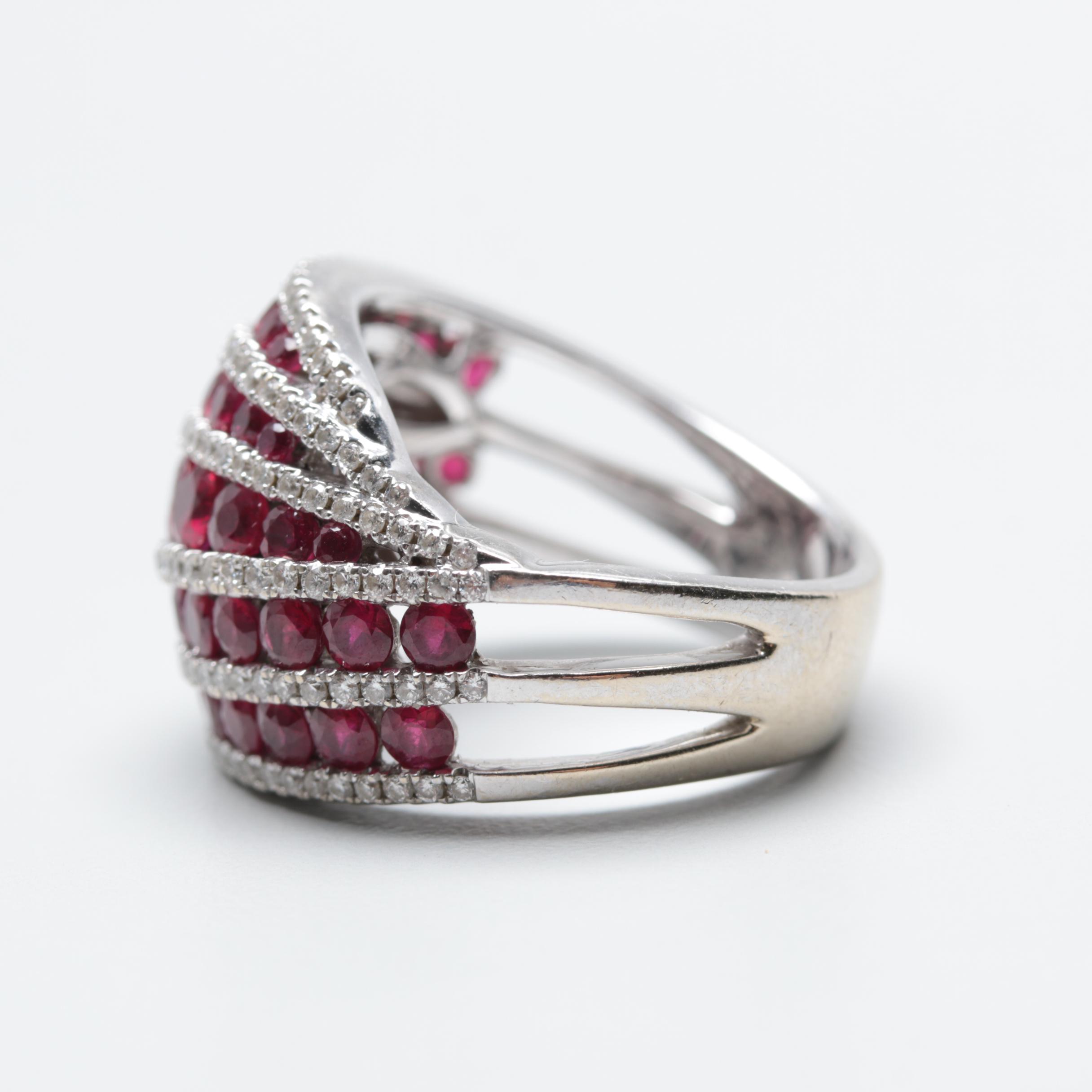 Gregg Ruth 18K White Gold Ruby and Diamond Dome Ring | Everything But ...