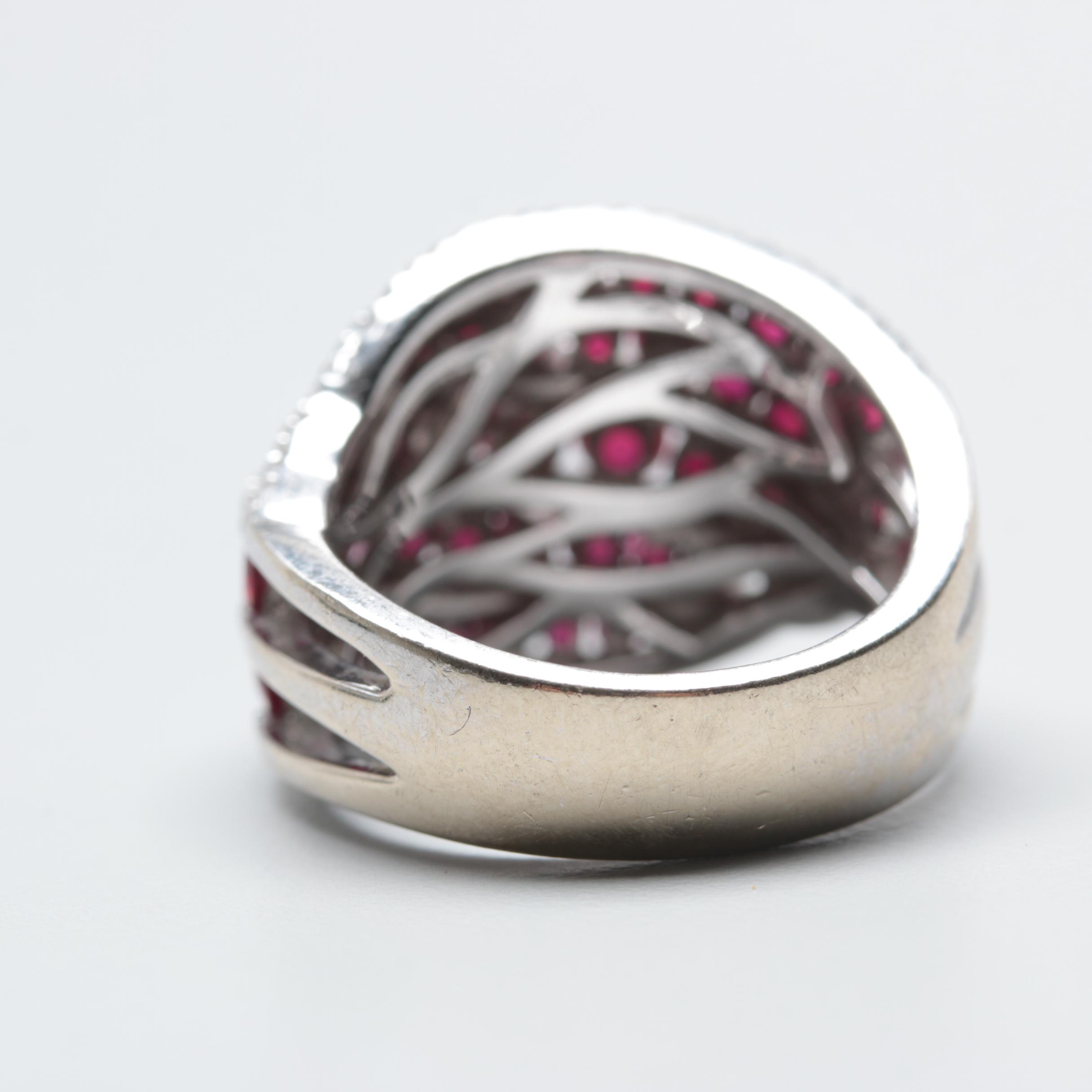 Gregg Ruth 18K White Gold Ruby and Diamond Dome Ring | Everything But ...