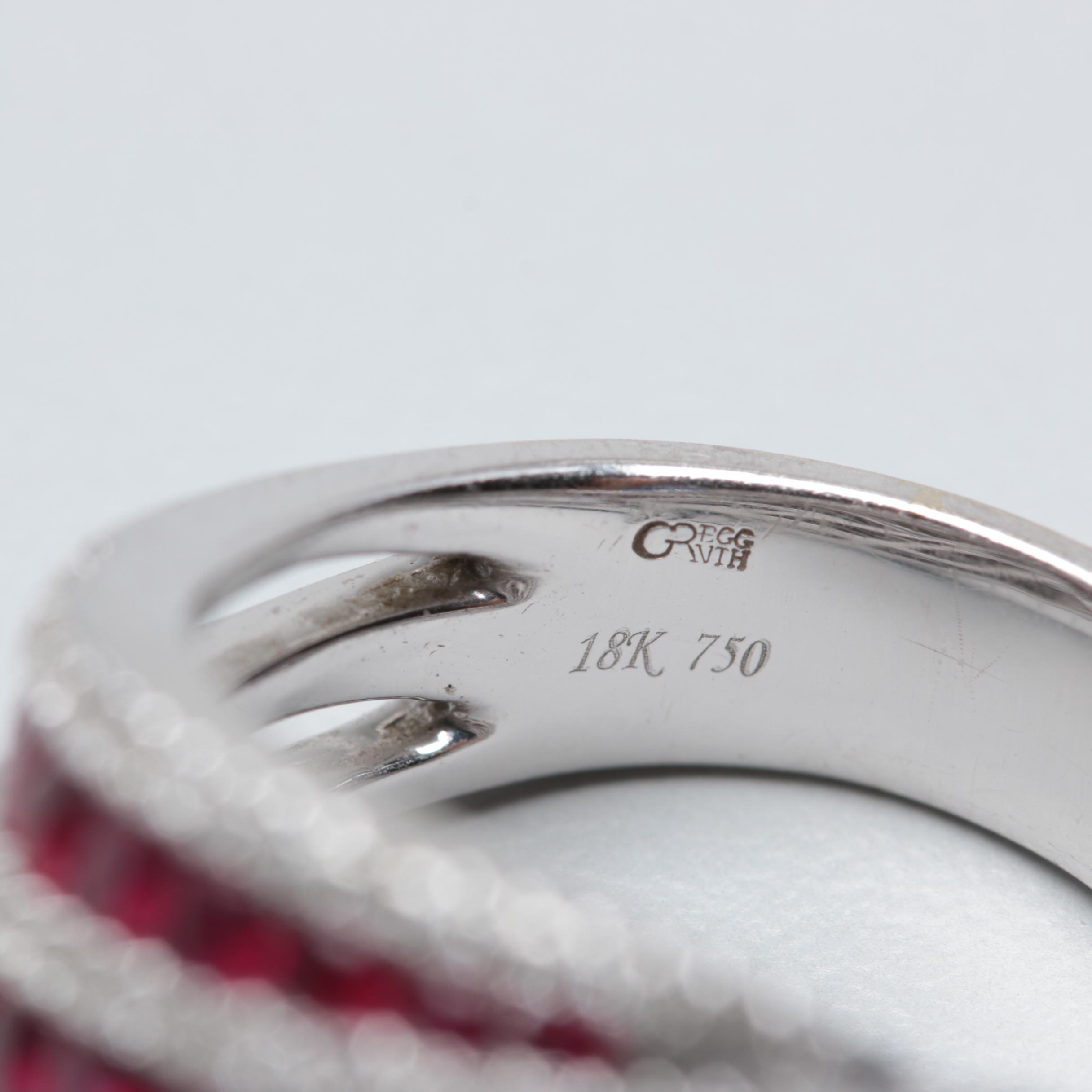 Gregg Ruth 18K White Gold Ruby and Diamond Dome Ring | Everything But ...