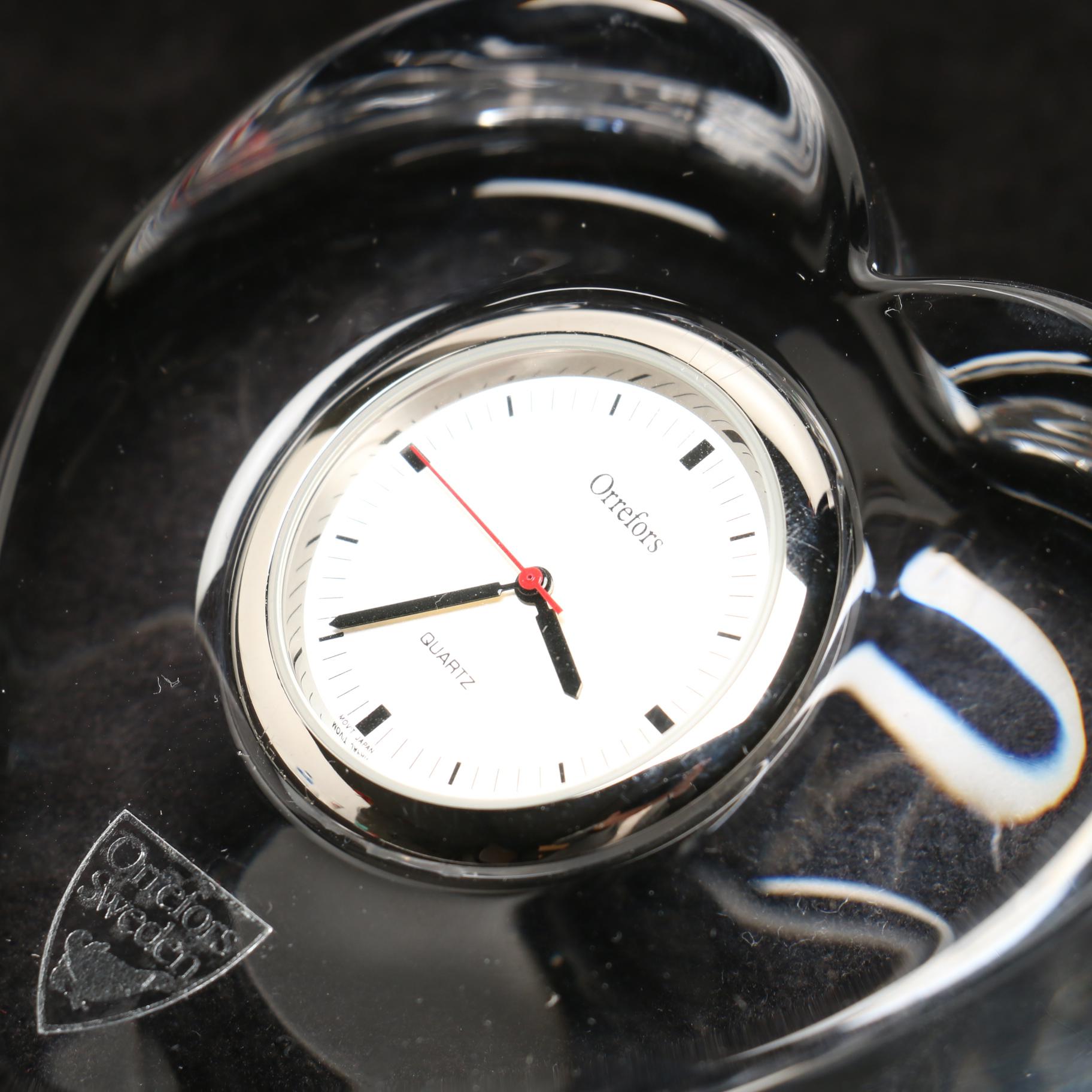 Swiss Made Orrefors Crystal Desk Clock | EBTH