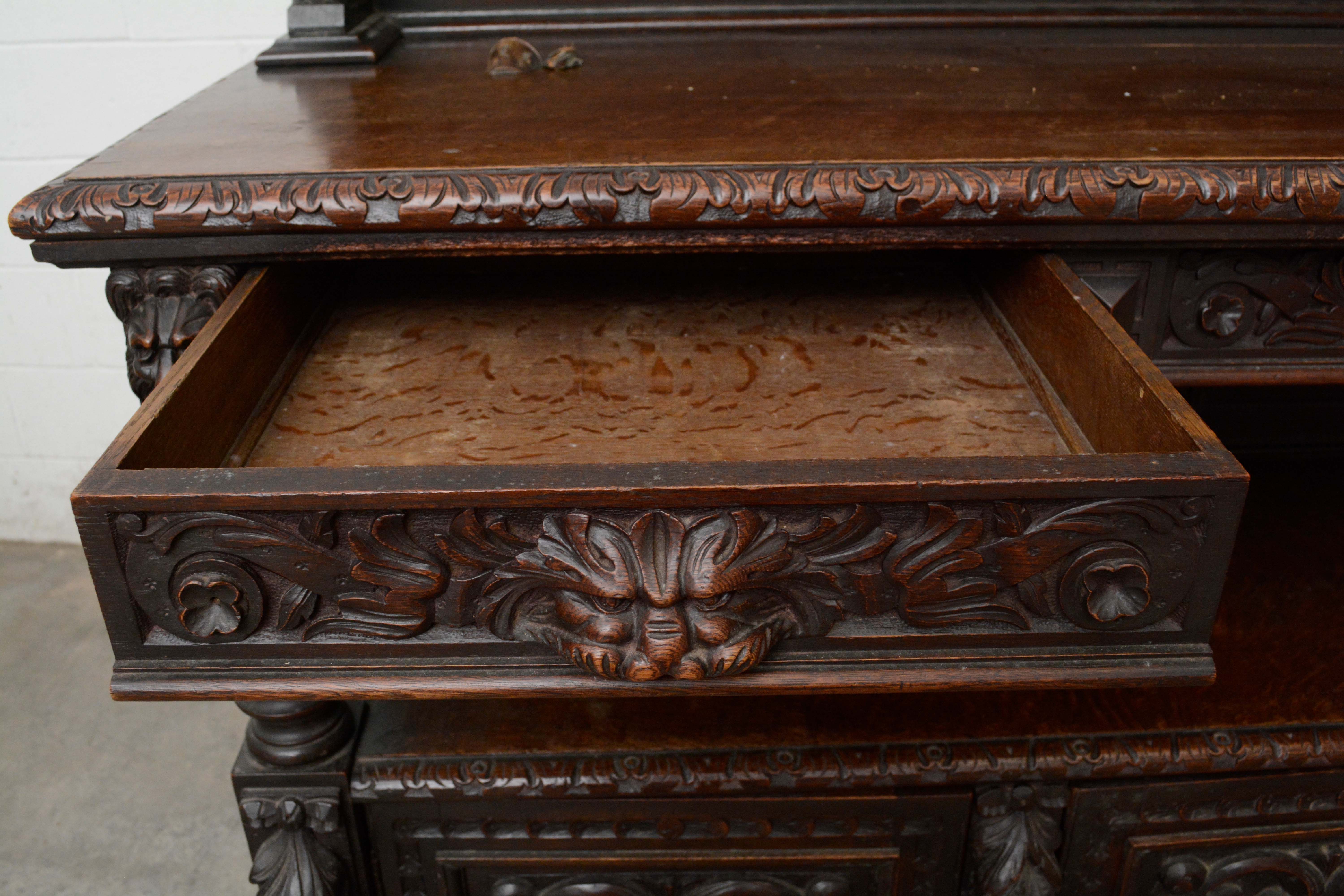 Renaissance Revival Oak Sideboard by Hewetson & Thexton, Late 19th ...