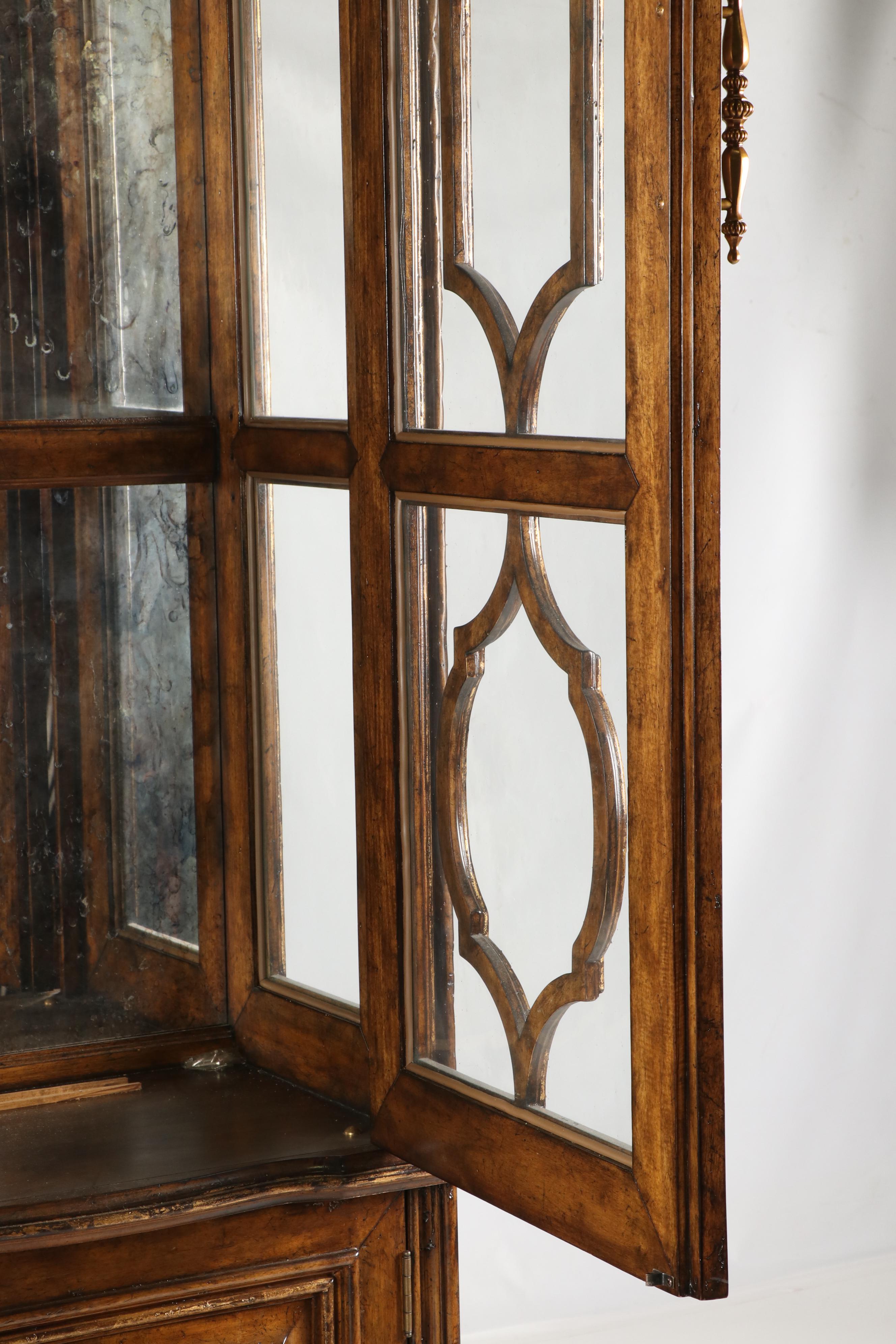 Walnut Finish Wood Illuminated Display Cabinet by Marge Carson, 20th ...