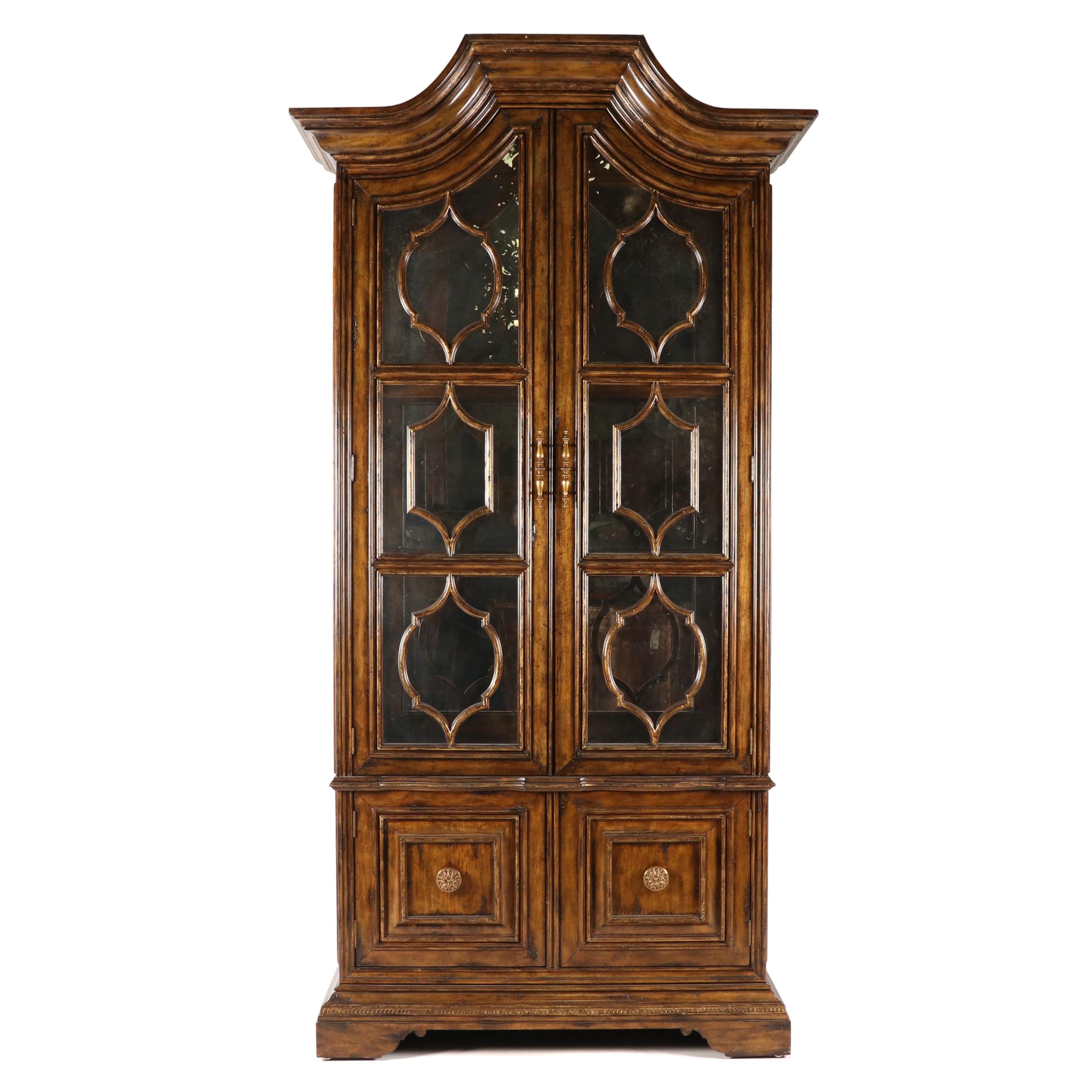 Walnut Finish Wood Illuminated Display Cabinet by Marge Carson, 20th ...