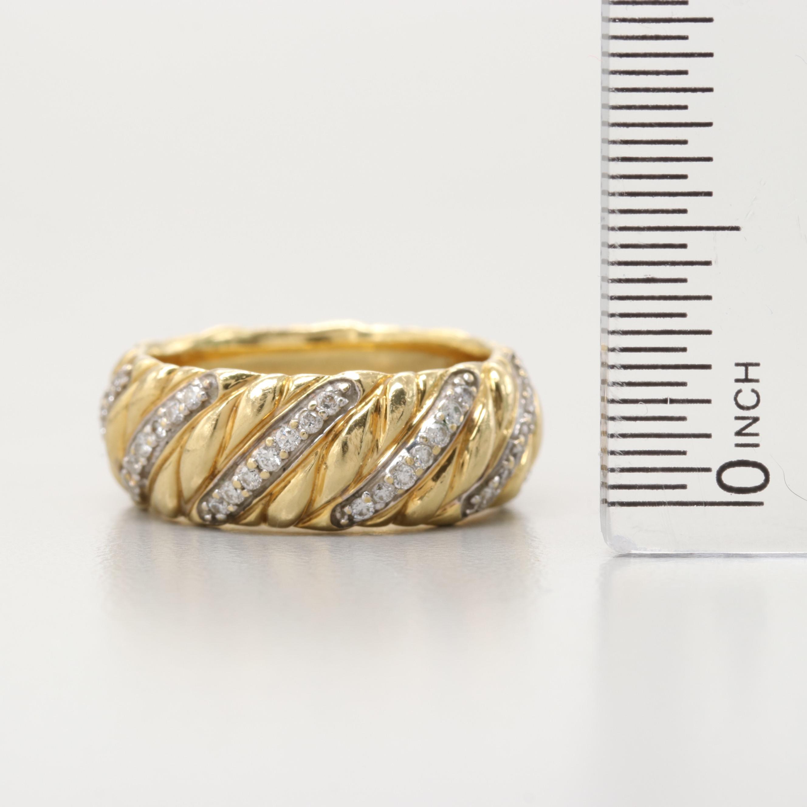 David Yurman 18K Yellow Gold Diamond Ring | EBTH