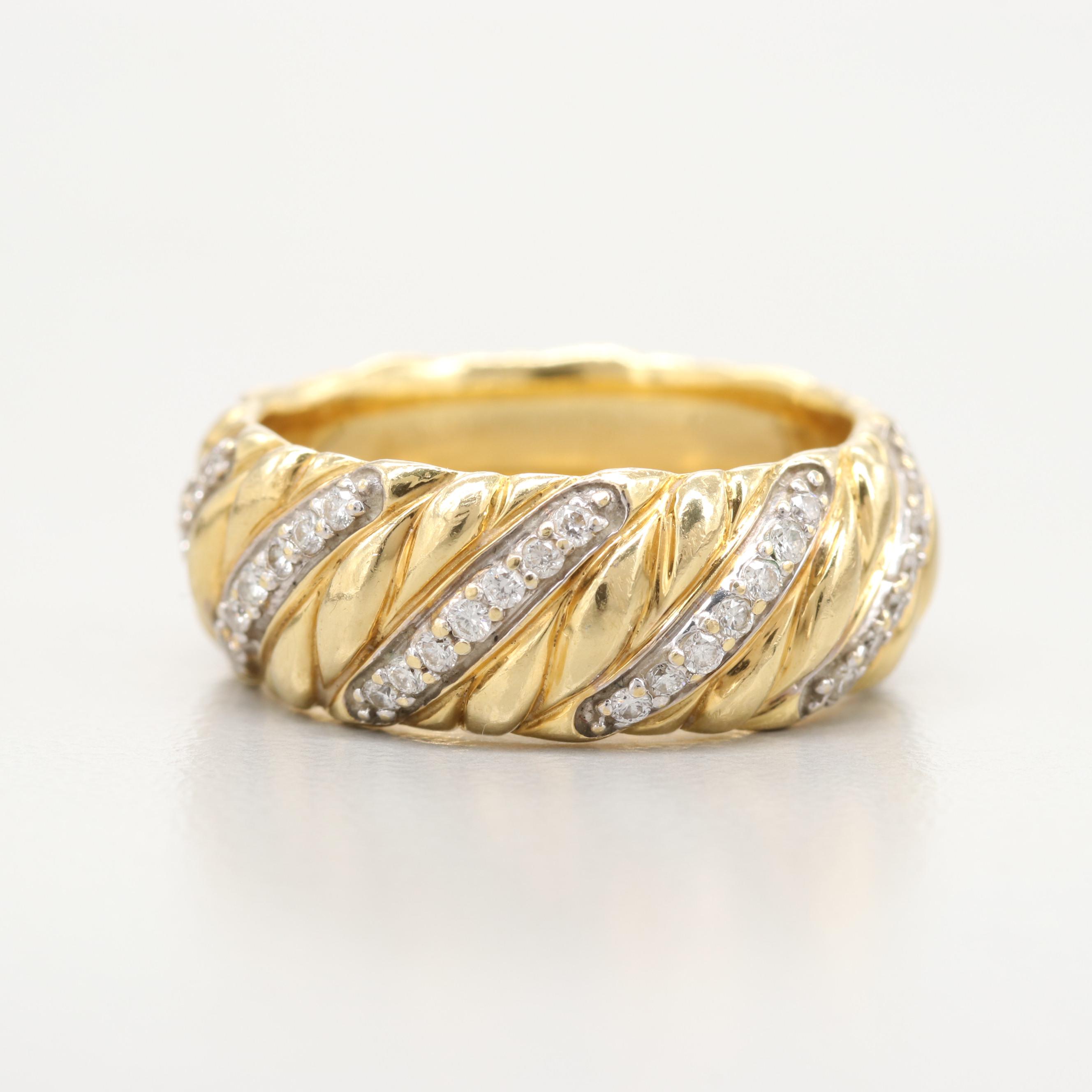 David Yurman 18K Yellow Gold Diamond Ring | EBTH