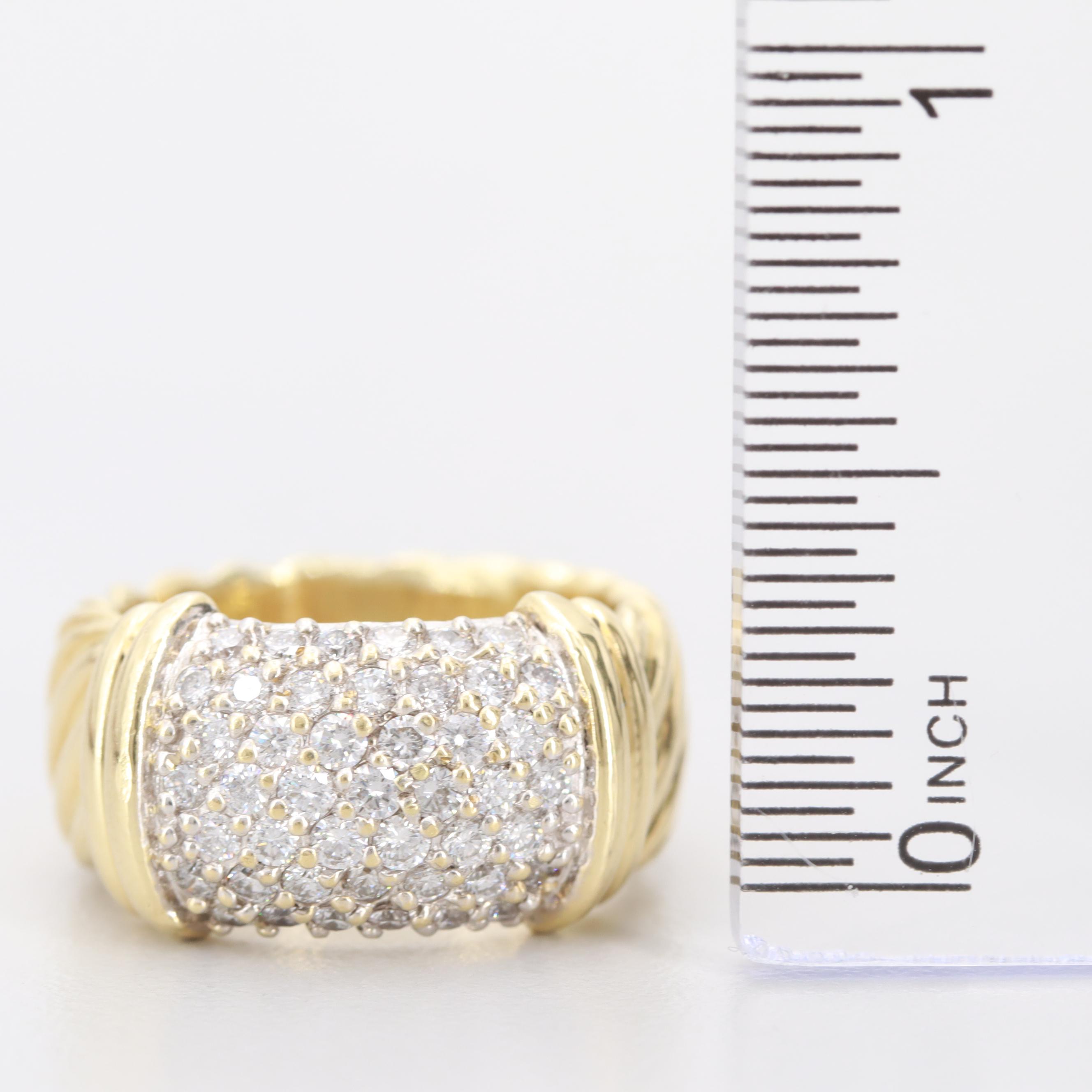 David Yurman "Metro" 18K Yellow Gold Diamond Ring | EBTH
