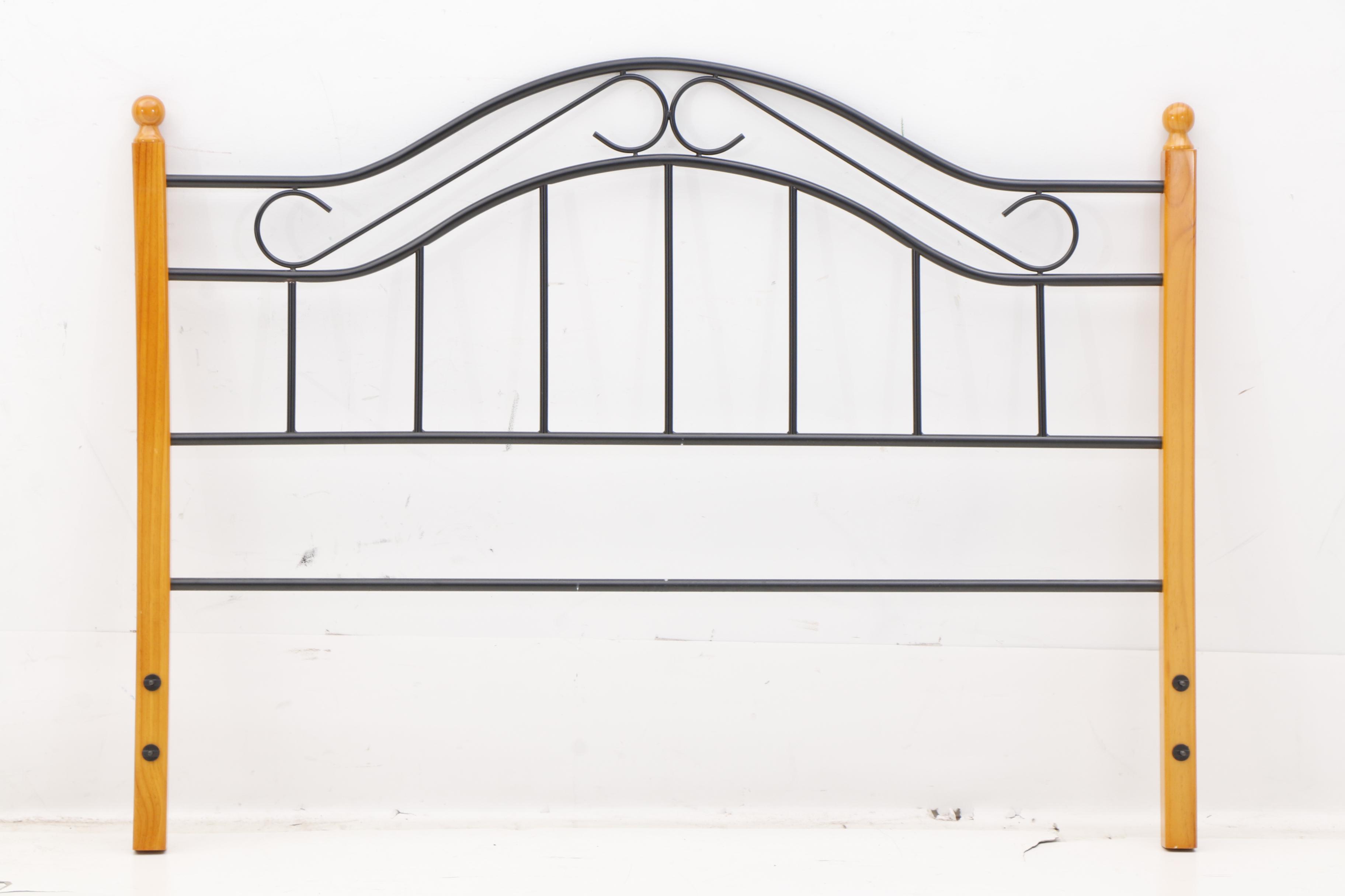 Contemporary Queen Size Metal and Wood Bed Frame with Side Rails | EBTH