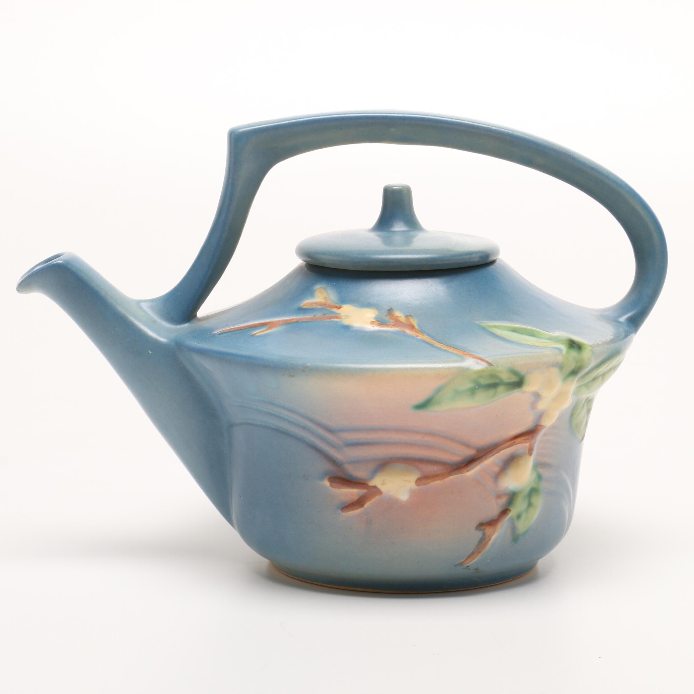 Roseville Pottery "Snowberry" Tea Set in Blue Glaze | EBTH
