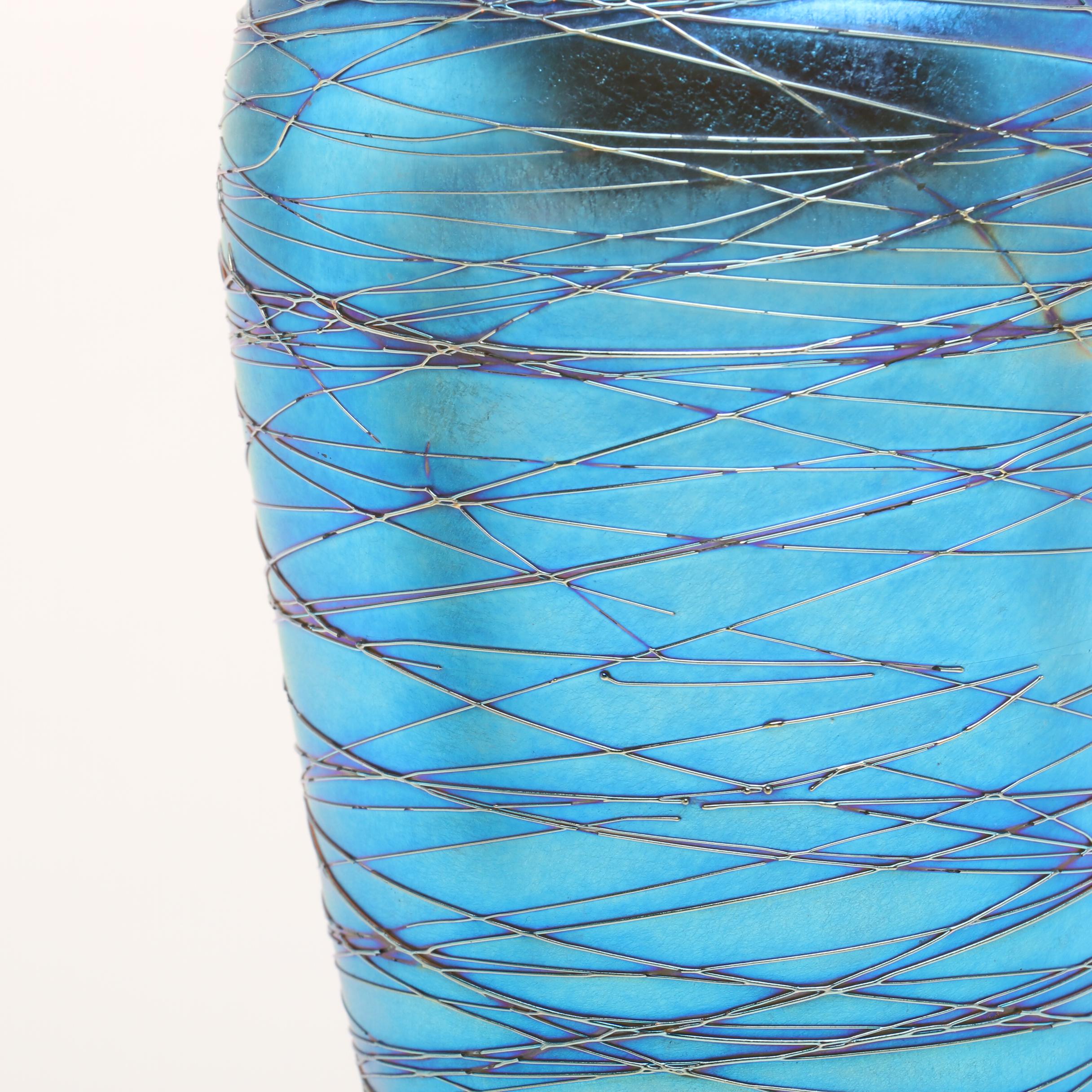 Terry Crider and Others Iridescent and Threaded Art Glass Vases | EBTH