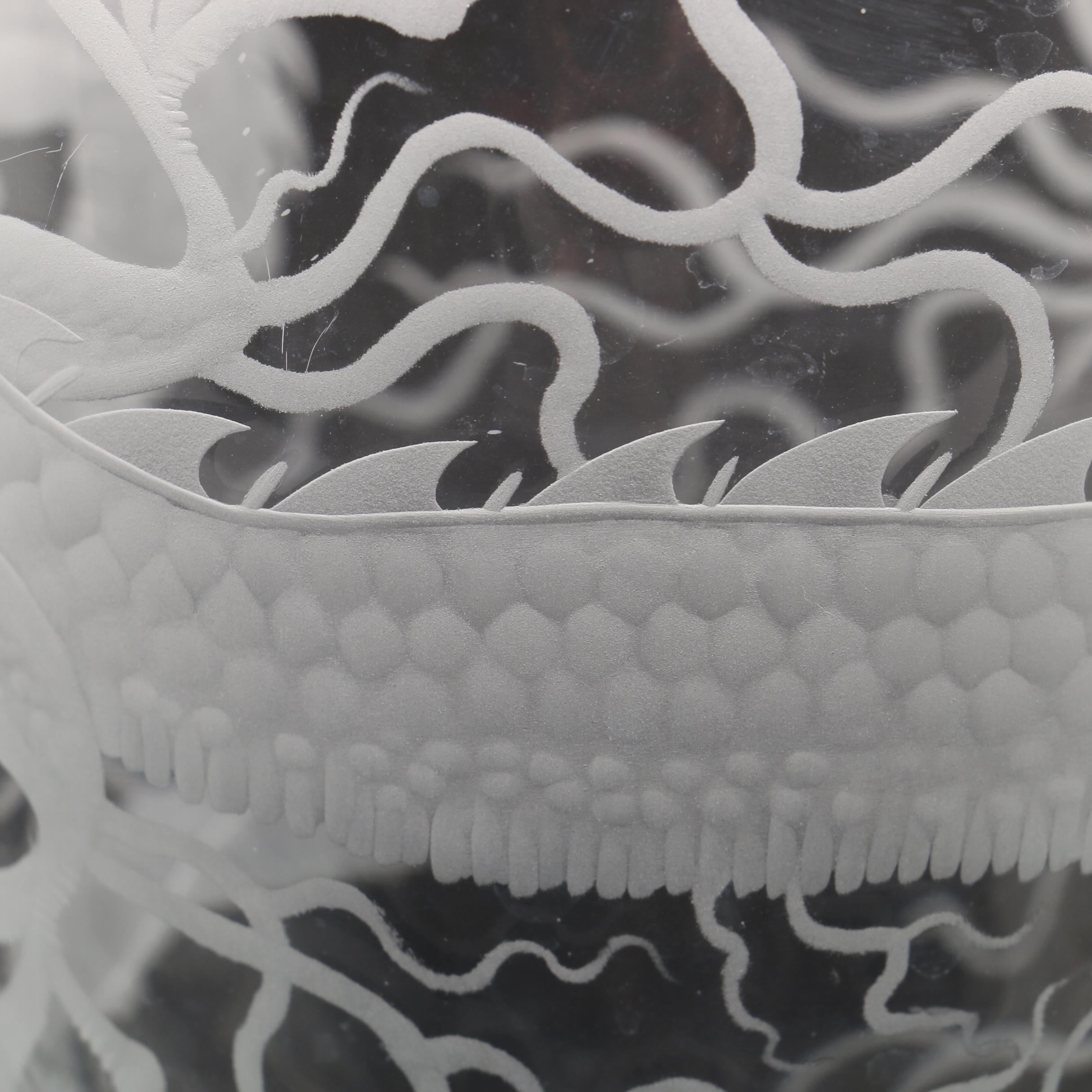 Etched Caithness Glass David Gulland "Chinese Dragon" Vase | EBTH