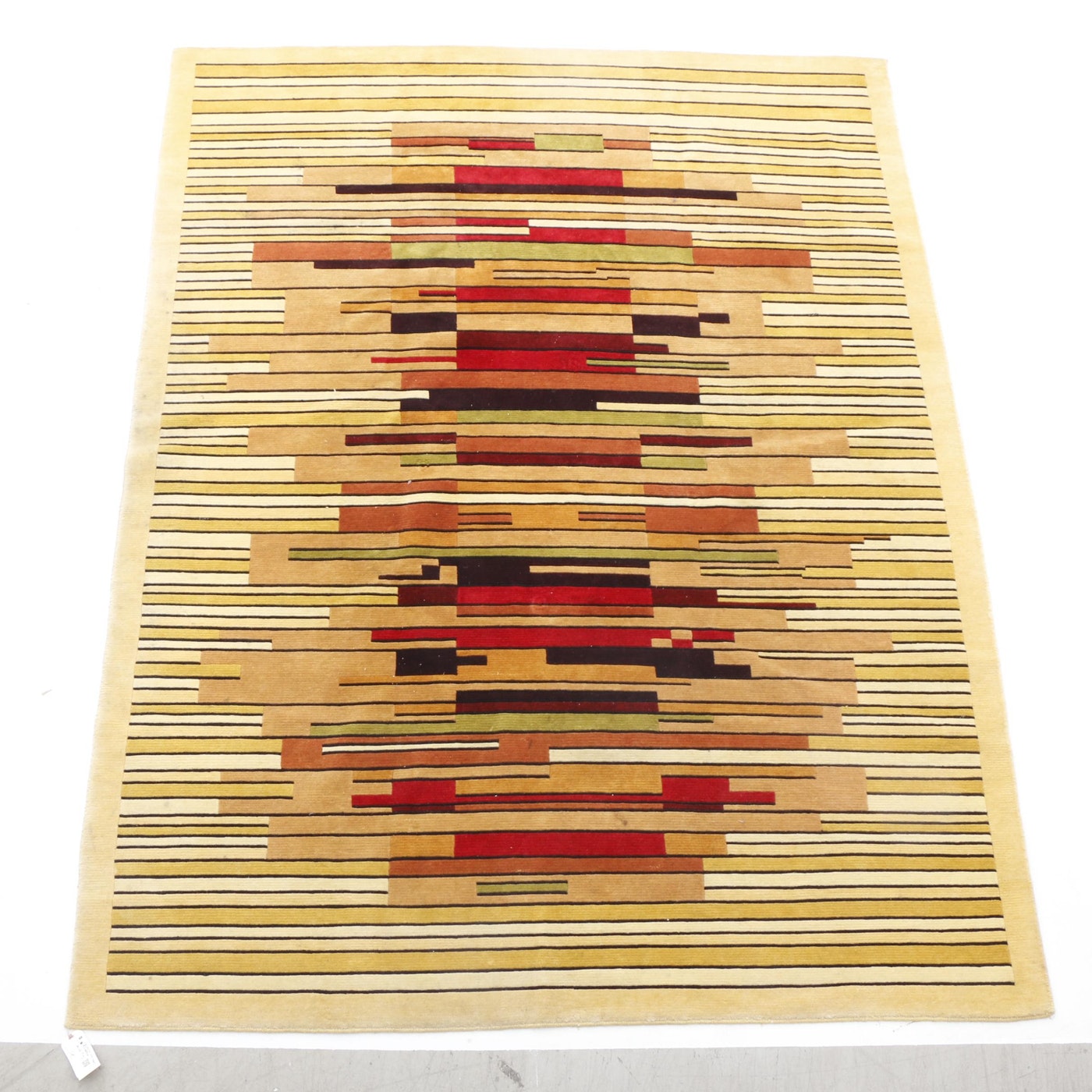 Hand-Knotted Mid Century Modern Geometric Room-Size Rug | EBTH