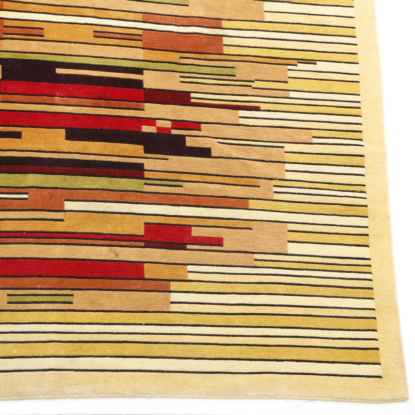 Hand-Knotted Mid Century Modern Geometric Room-Size Rug | EBTH