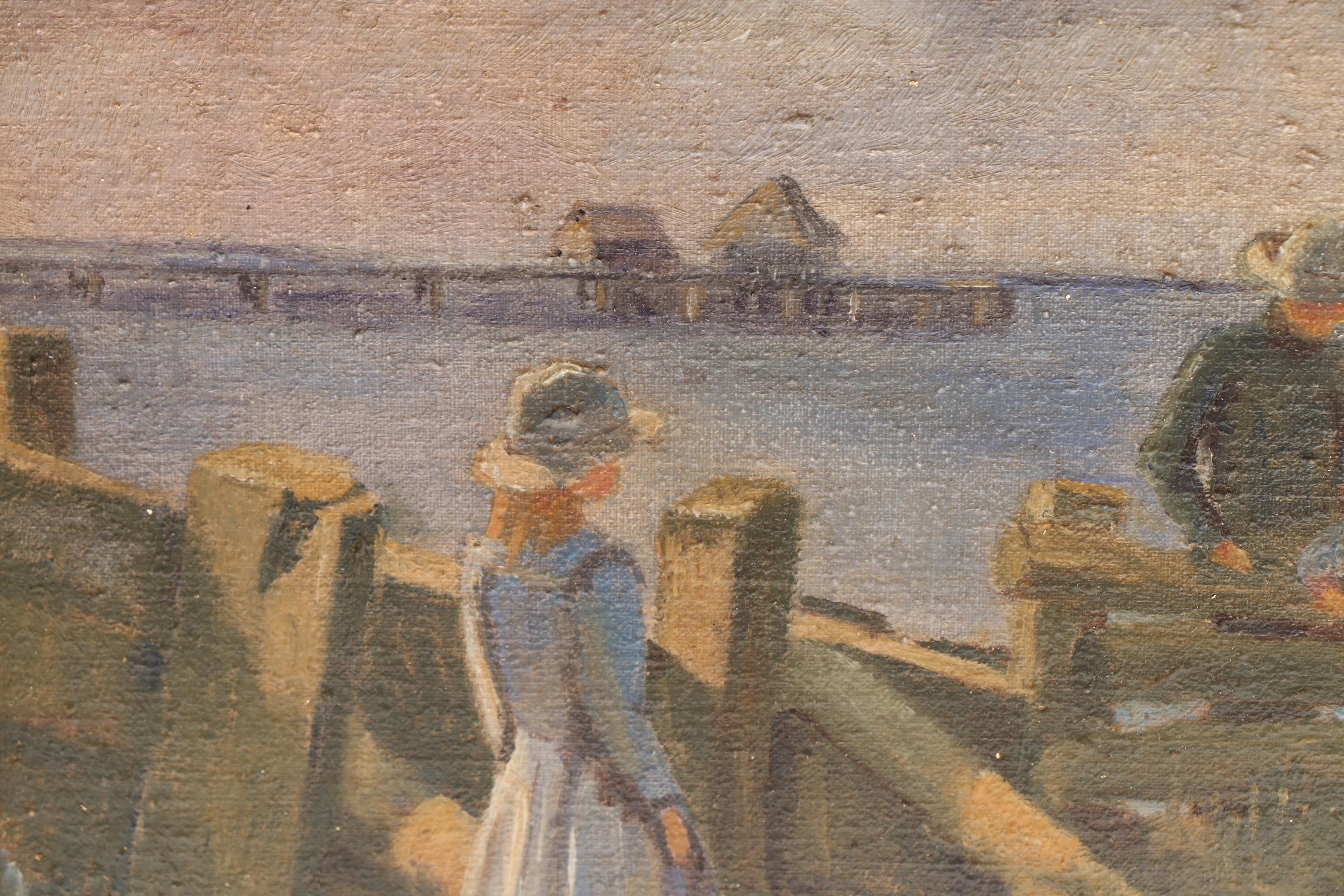 Henry Rheam Oil Painting of Coastal Scene with Figures | EBTH