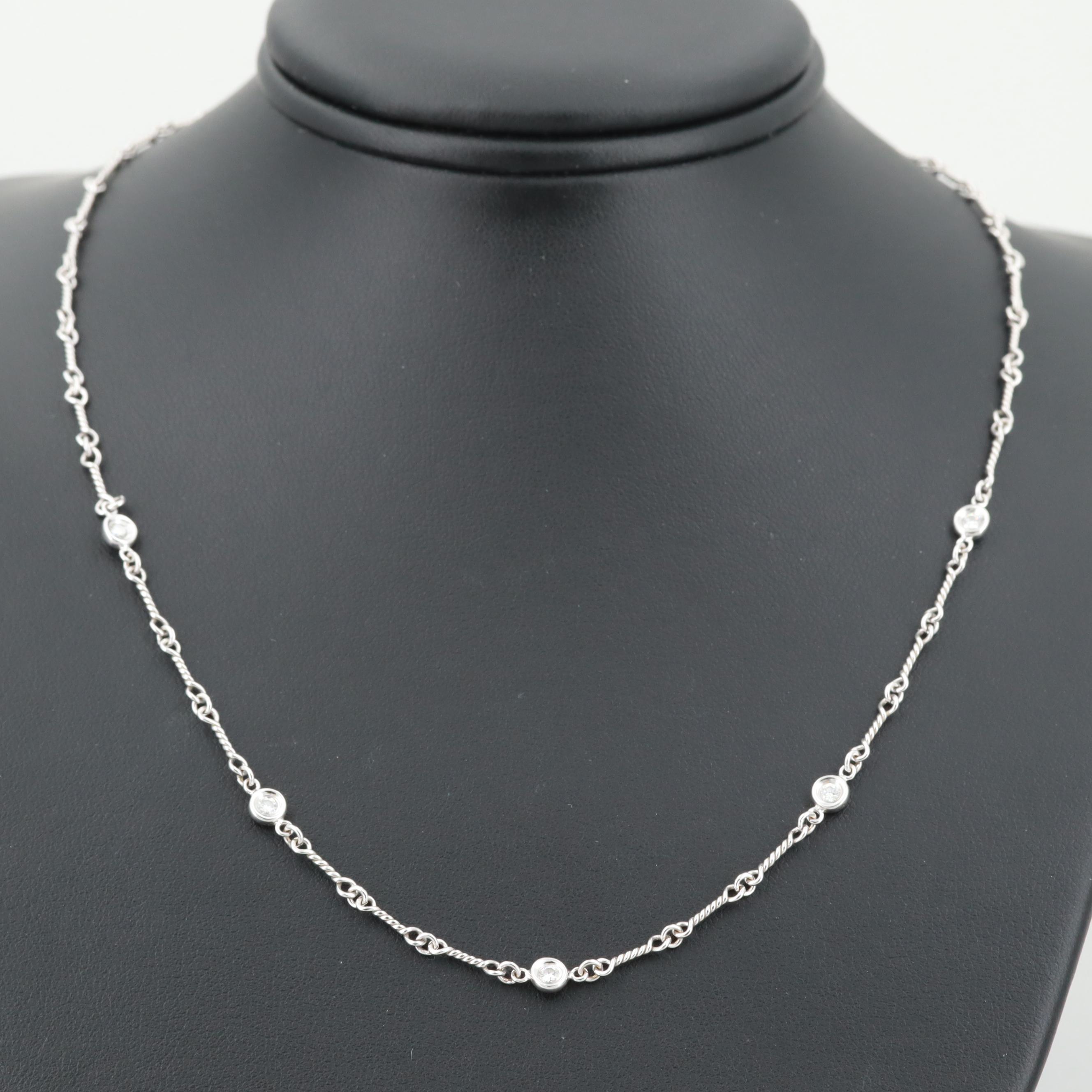 Roberto Coin 18K White Gold Diamond Dog Bone Chain Necklace ...